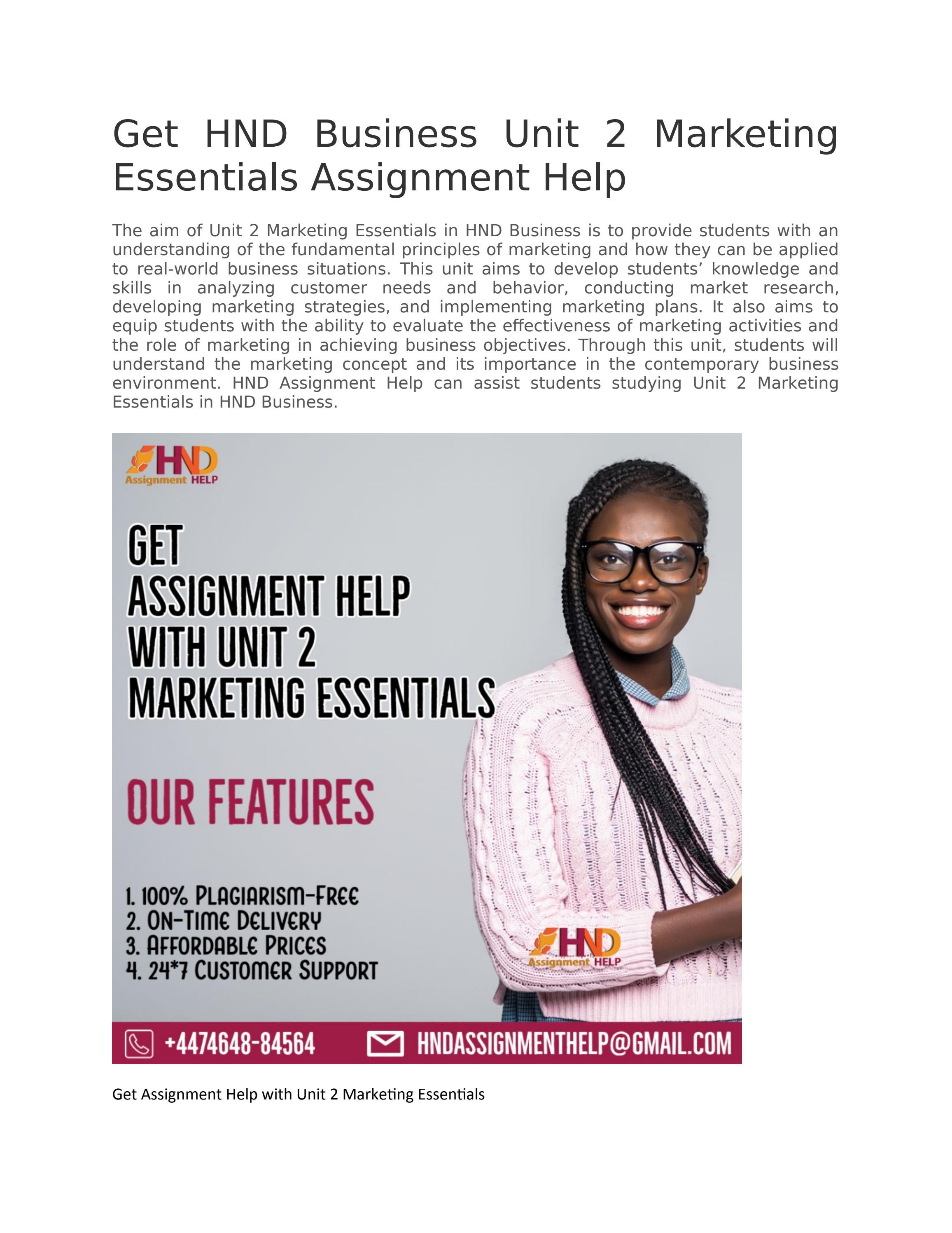 Get HND Business Unit 2 Marketing Essentials Assignment Help by Neeraj Gupta - Issuu