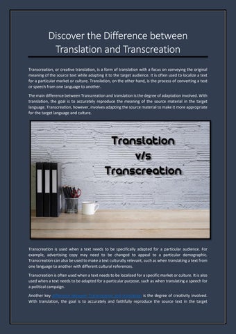 Discover the Difference between Translation and Transcreation by - lucox.cl
