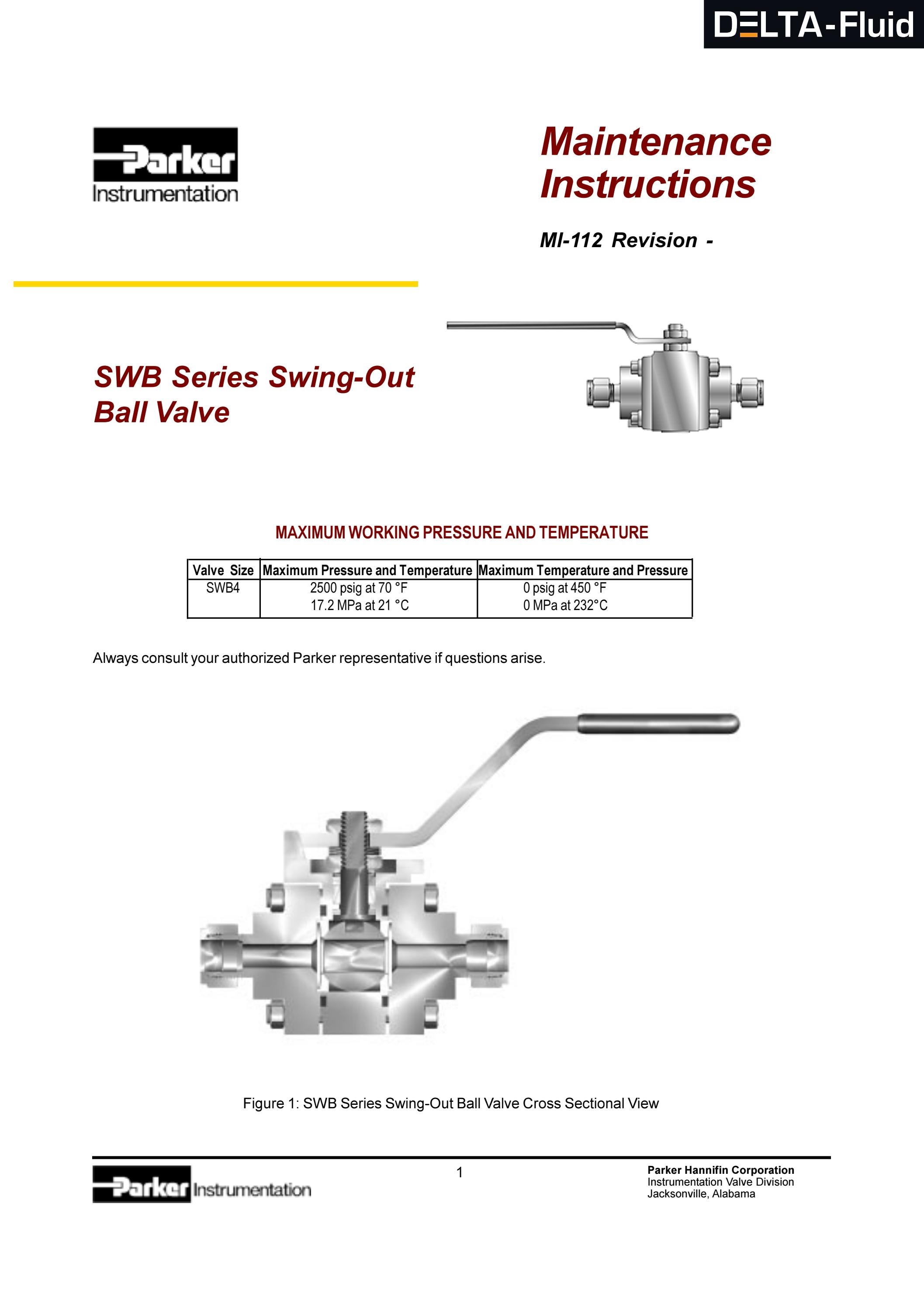 Maintenance Instructions SWB Series Swing-Out Ball Valve by deltafluid ...