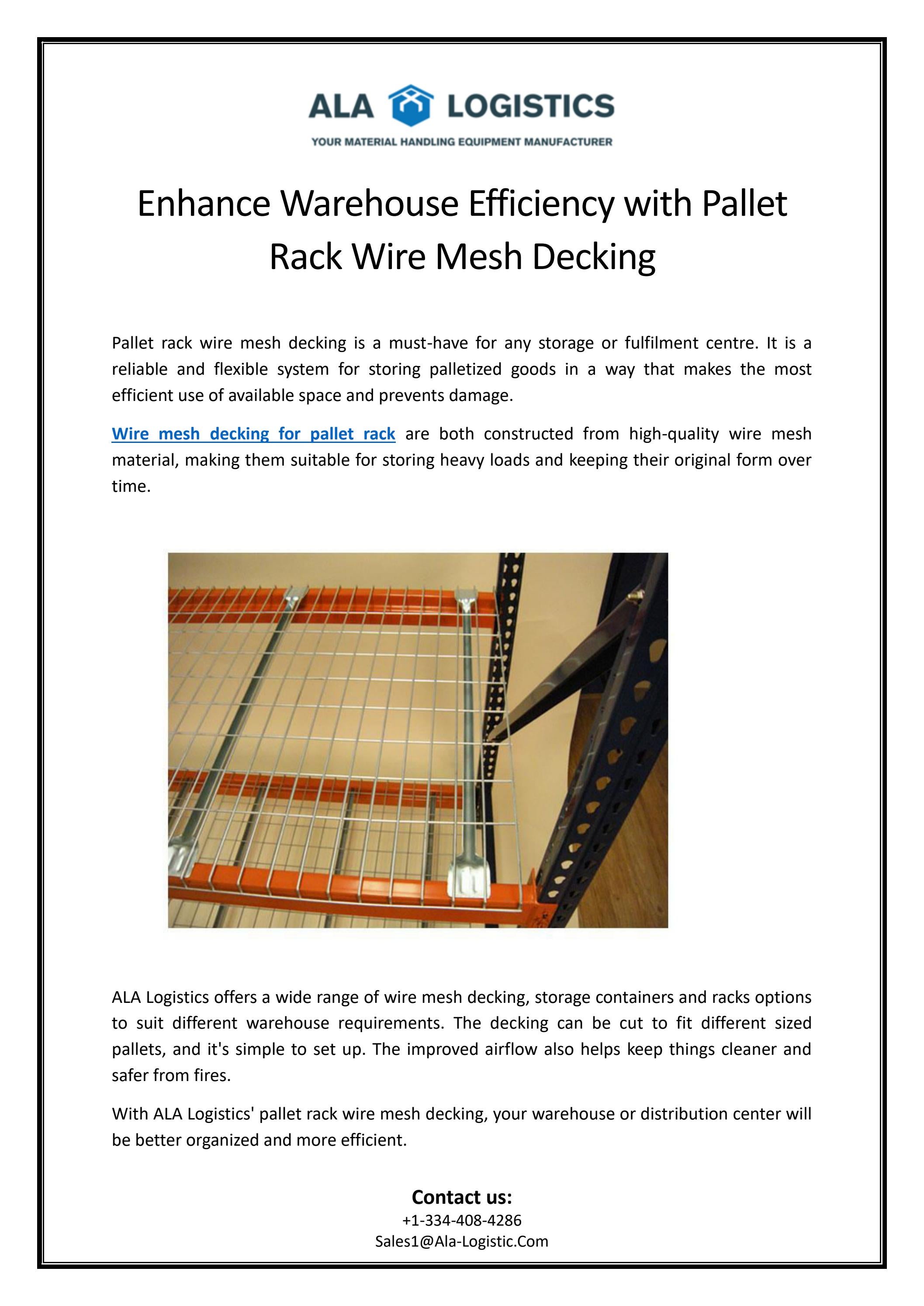 Enhance Warehouse Efficiency with Pallet Rack Wire Mesh Decking by ALA ...