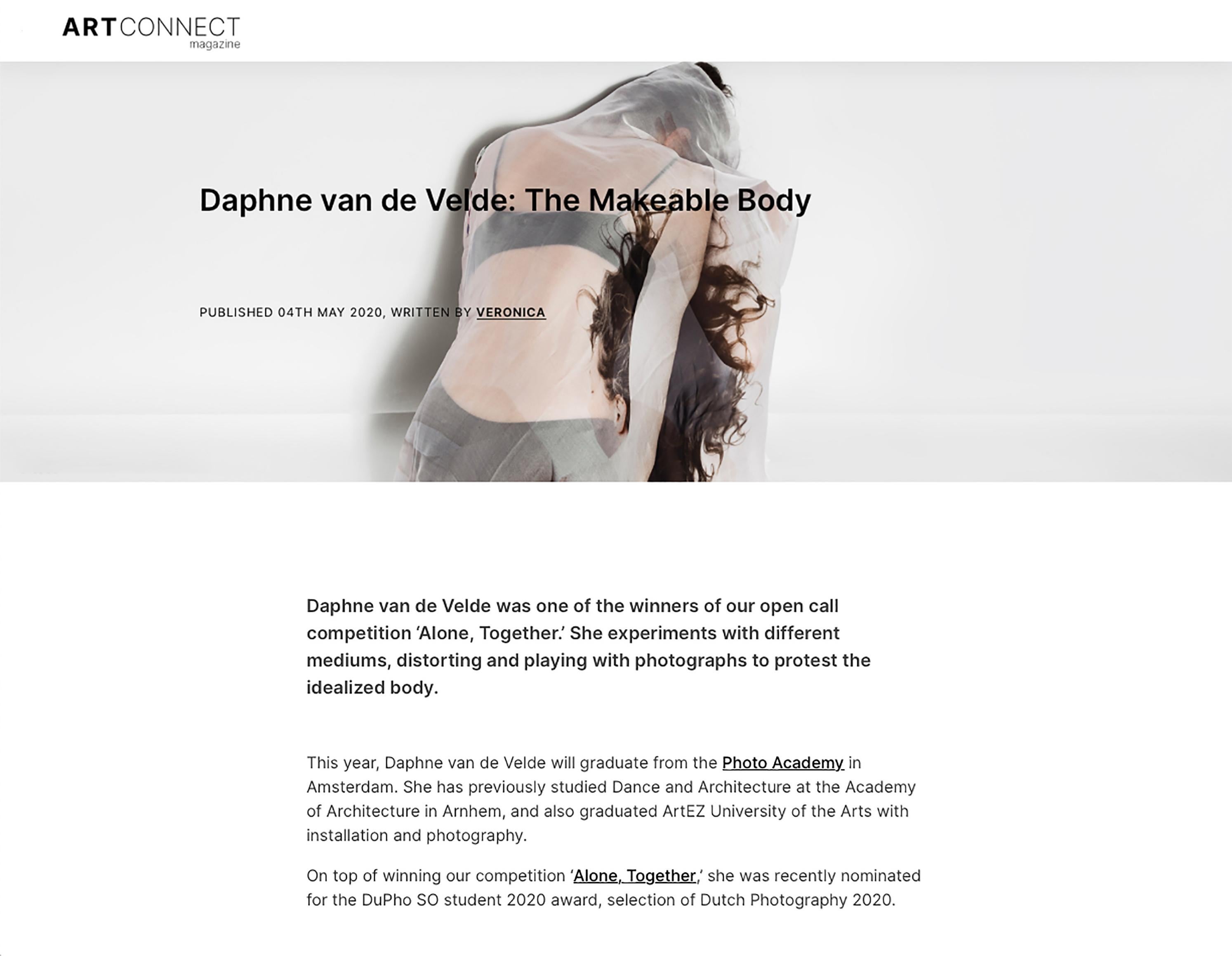 Daphne van de Velde: The Makeable Body | interview ArtConnect by Daphne ...