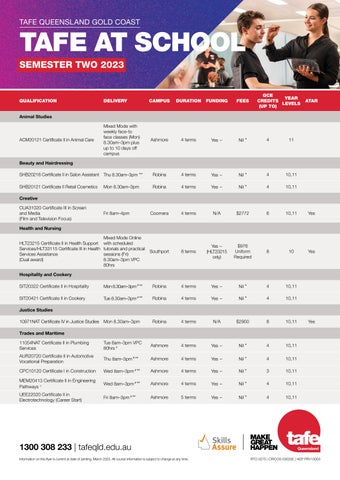 TAFE at School Flyer - 2023 Semester two by tafeqldgc - Issuu