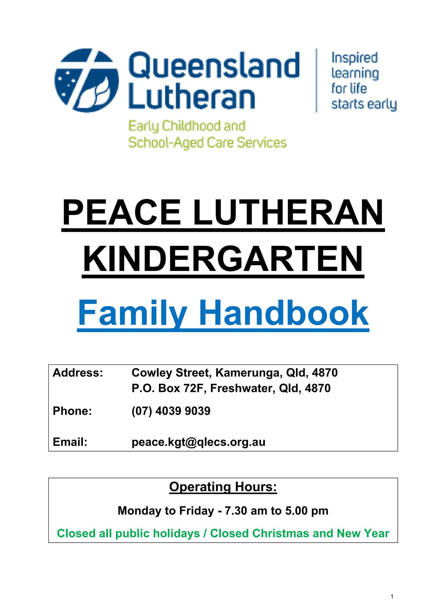 Kindergarten Information Handbook by peacelutherancollege - Issuu