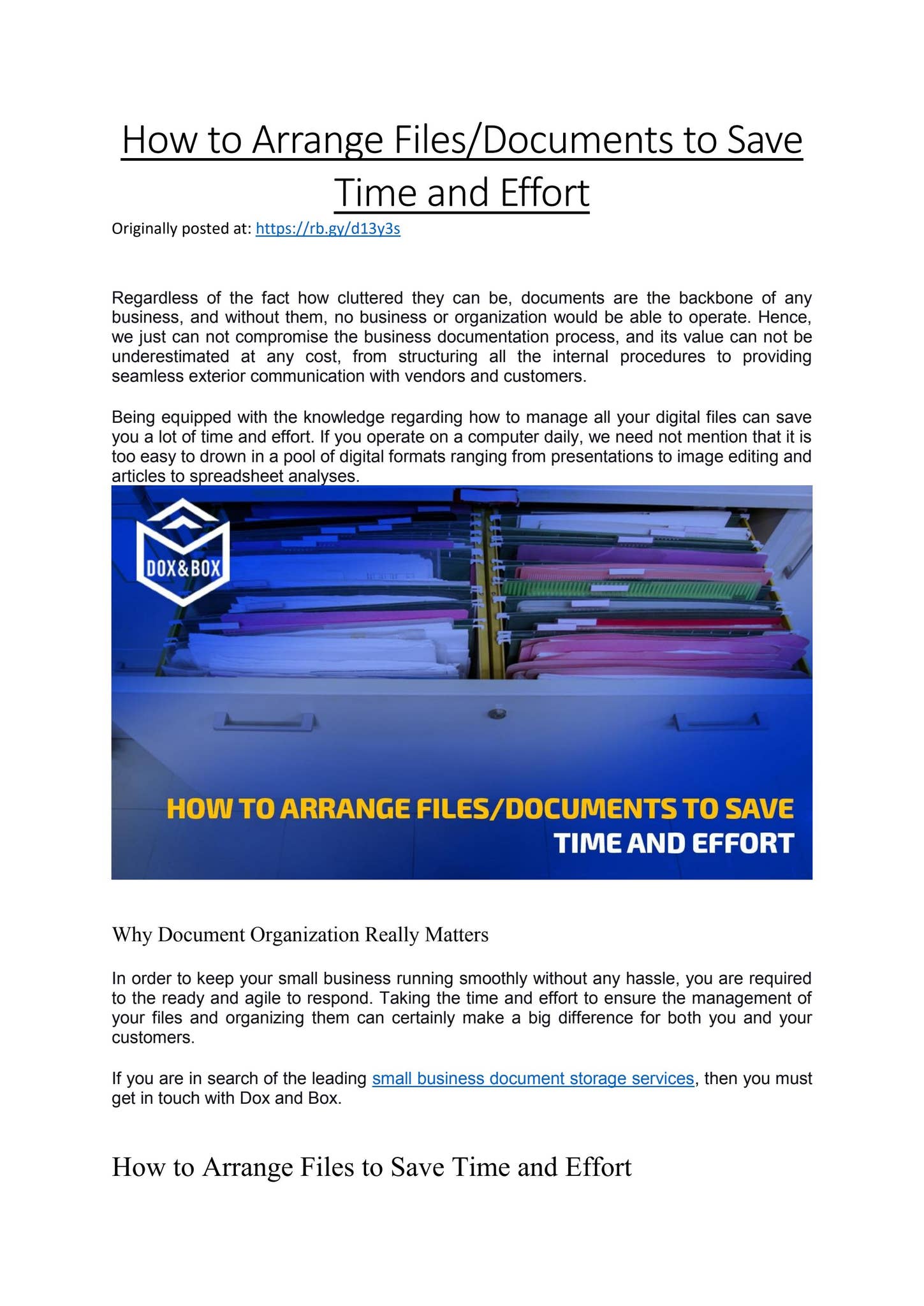 How to Arrange Files/Documents to Save Time and Effort by Dox and Box ...