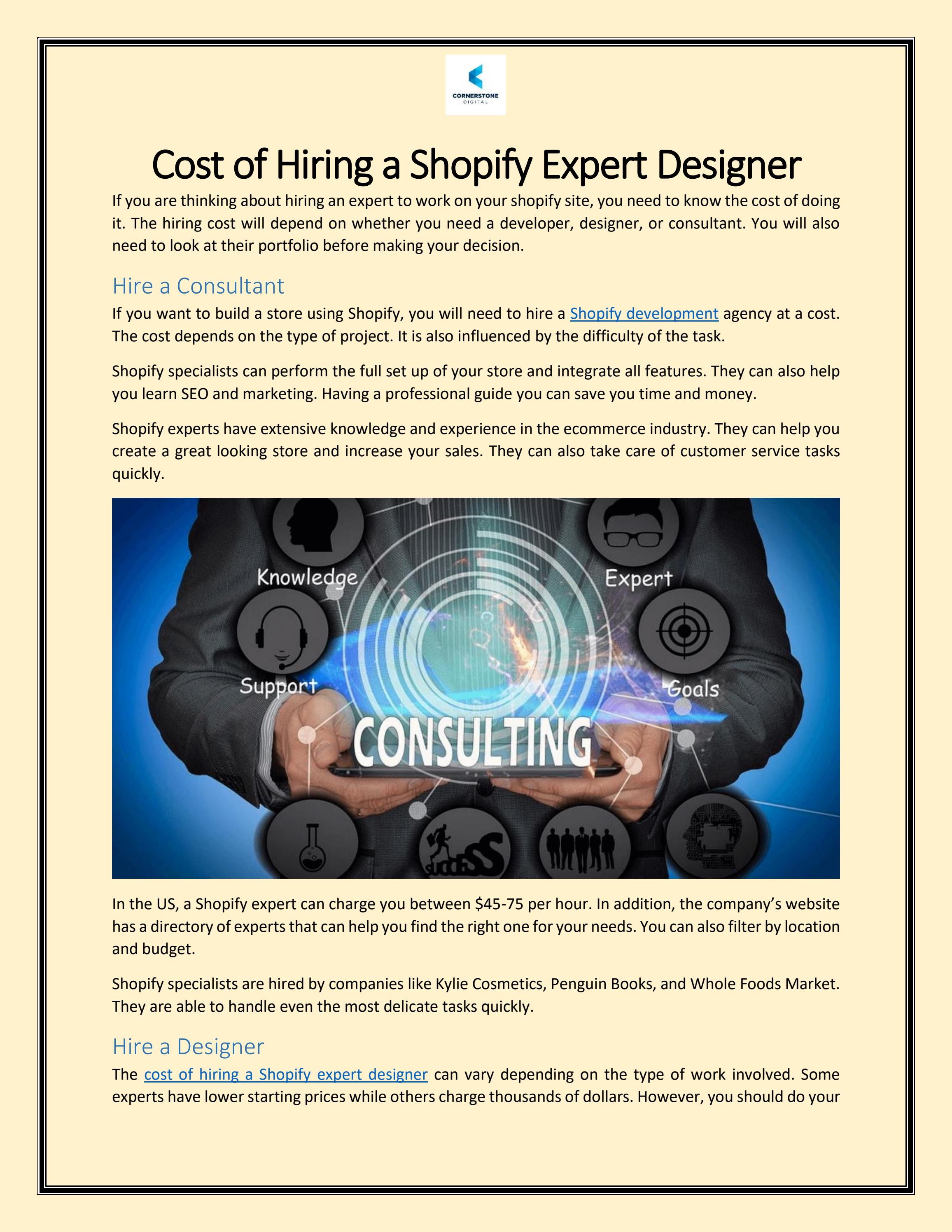 Cost of Hiring a Shopify Expert Designer by cornerstonedgtl - Issuu