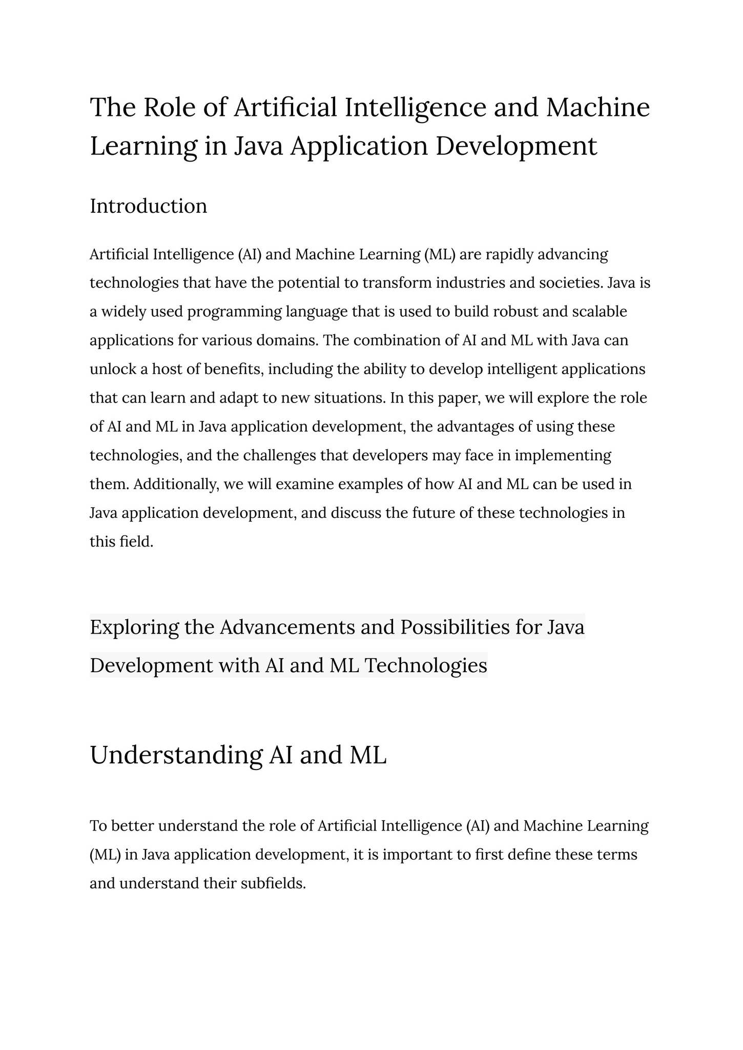 The Role of Artificial Intelligence and Machine Learning in Java ...