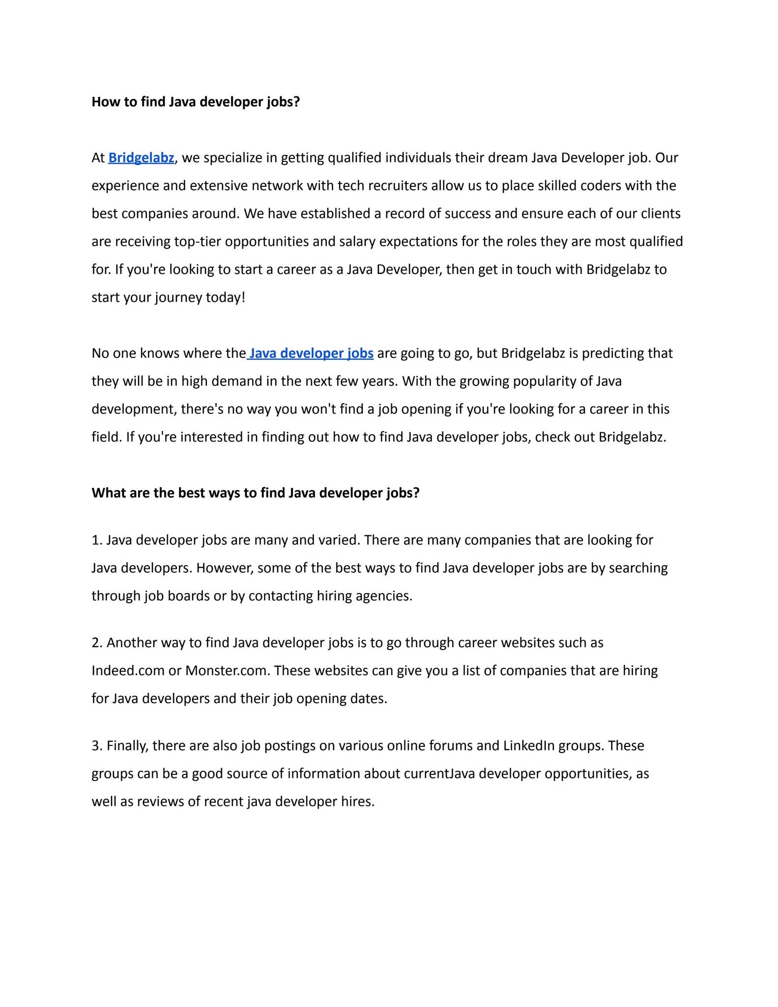How to find Java developer jobs? - Bridgelabz Solutions by bridgelabz - Issuu