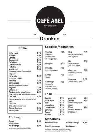 Menukaart Café Abel - 2022 by NMVW - Issuu
