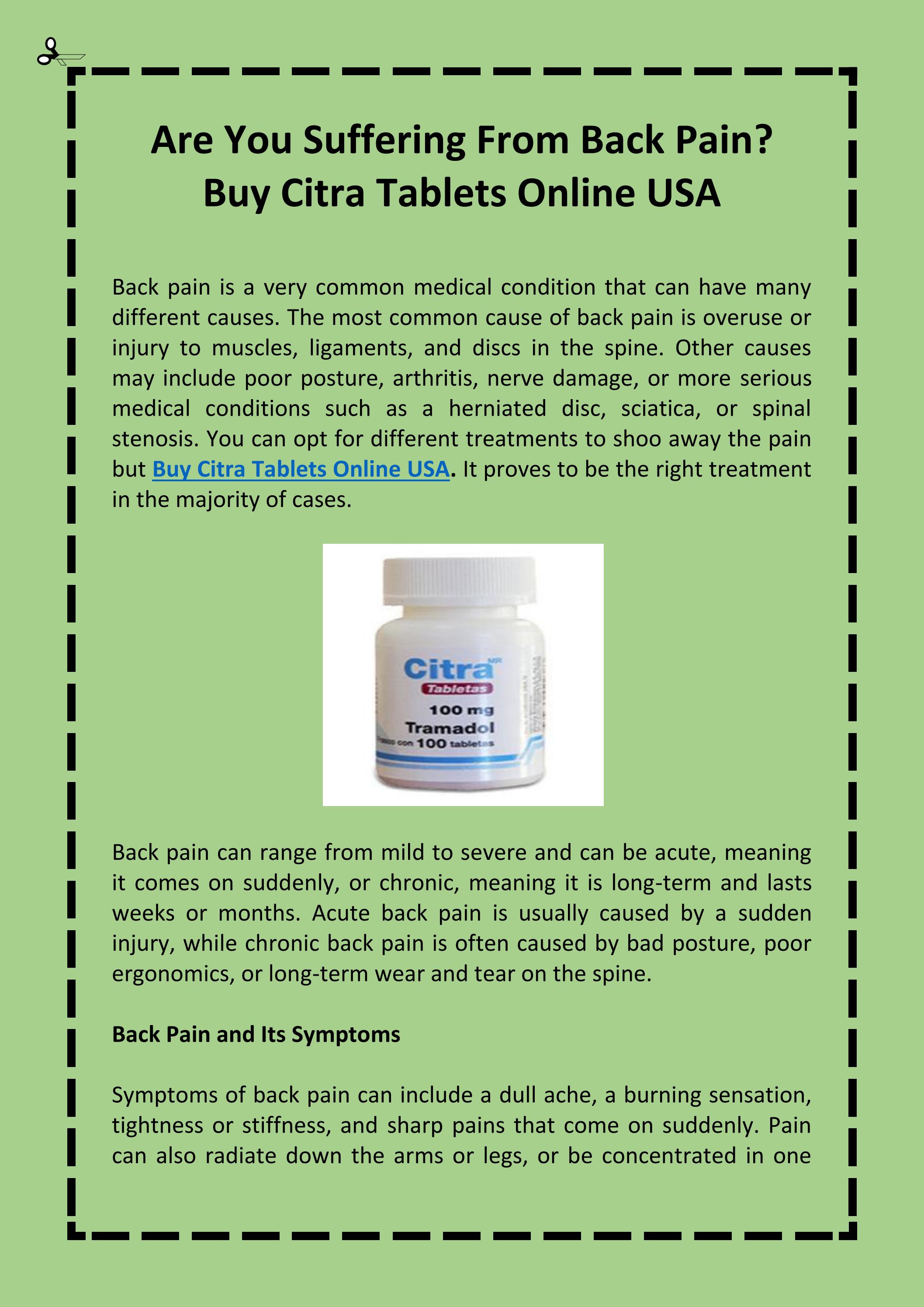 Are You Suffering From Back Pain? Buy Citra Tablets Online USA by ...