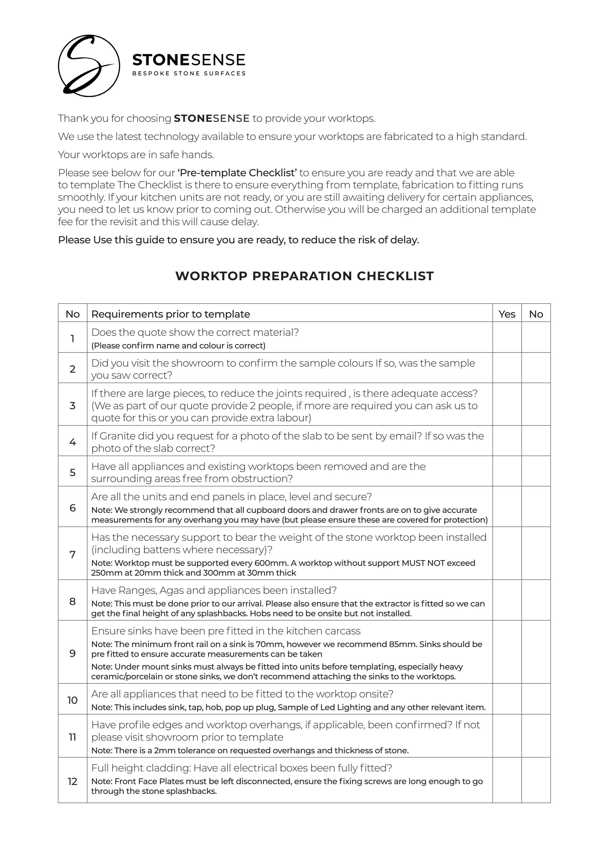 Stone Sense Templating Checklist by LWGB - Issuu