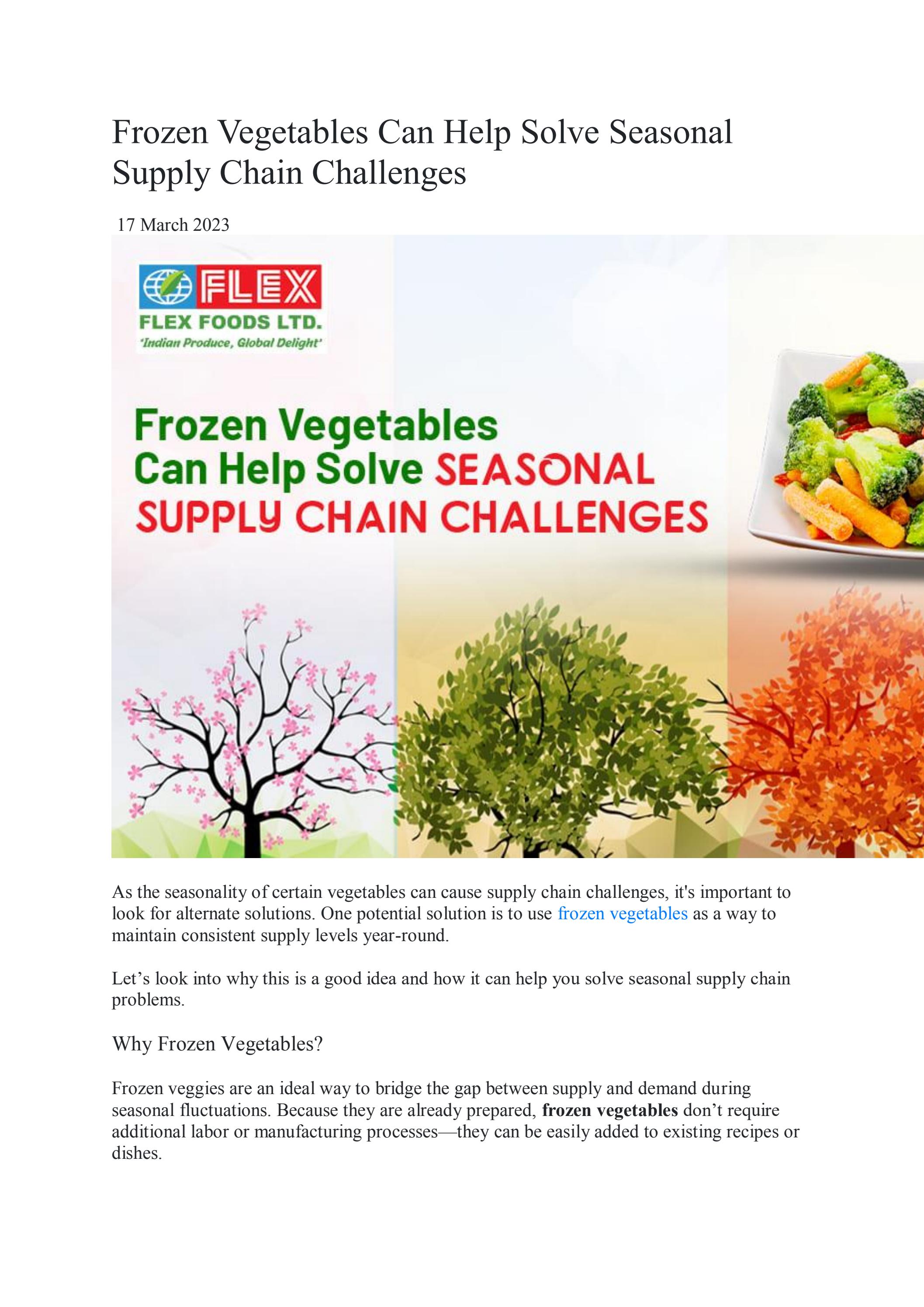Frozen Vegetables Can Help Solve Seasonal Supply Chain Challenges by ...