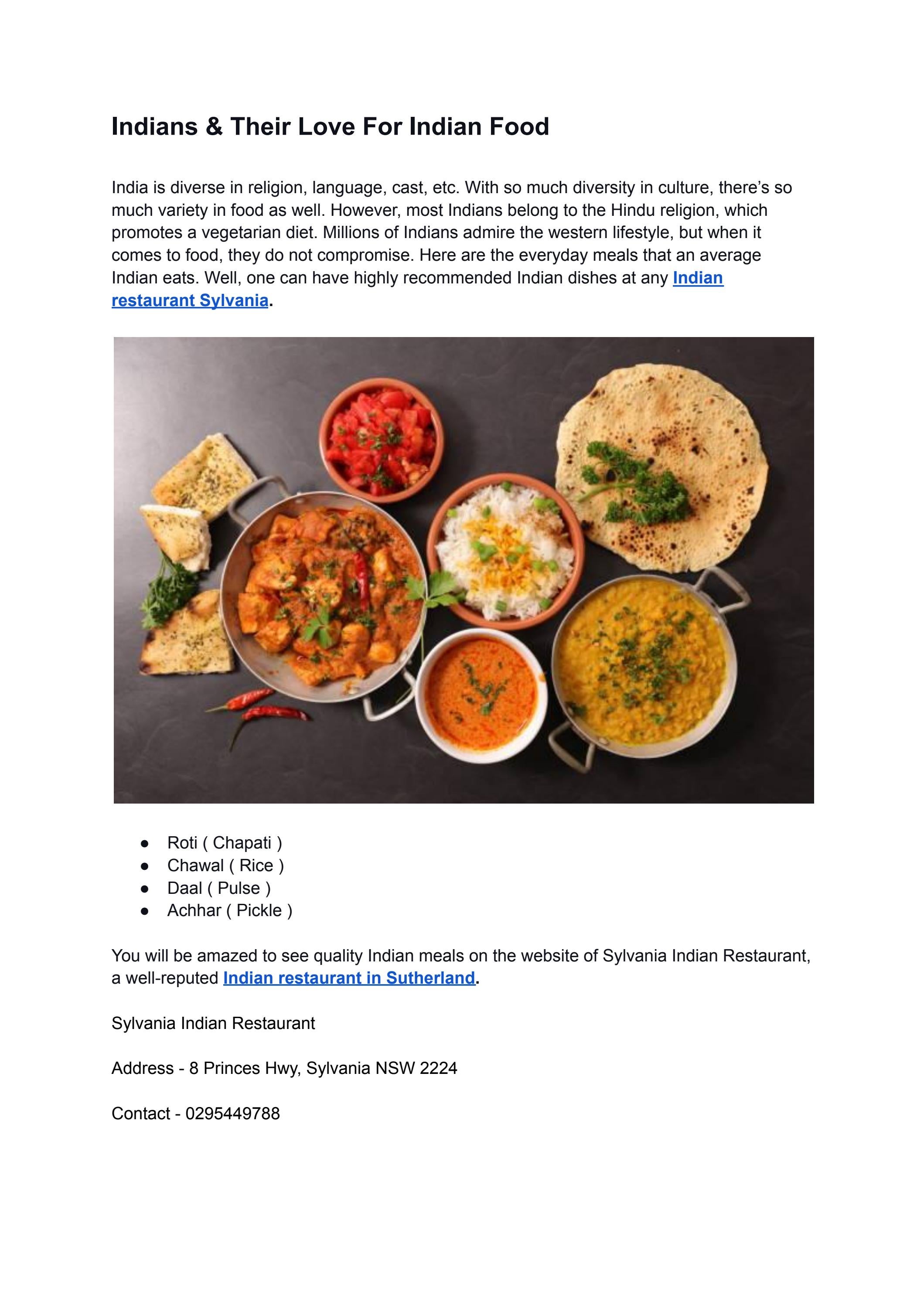 Indians & Their Love For Indian Food by sylvaniaindianrestaurant - Issuu