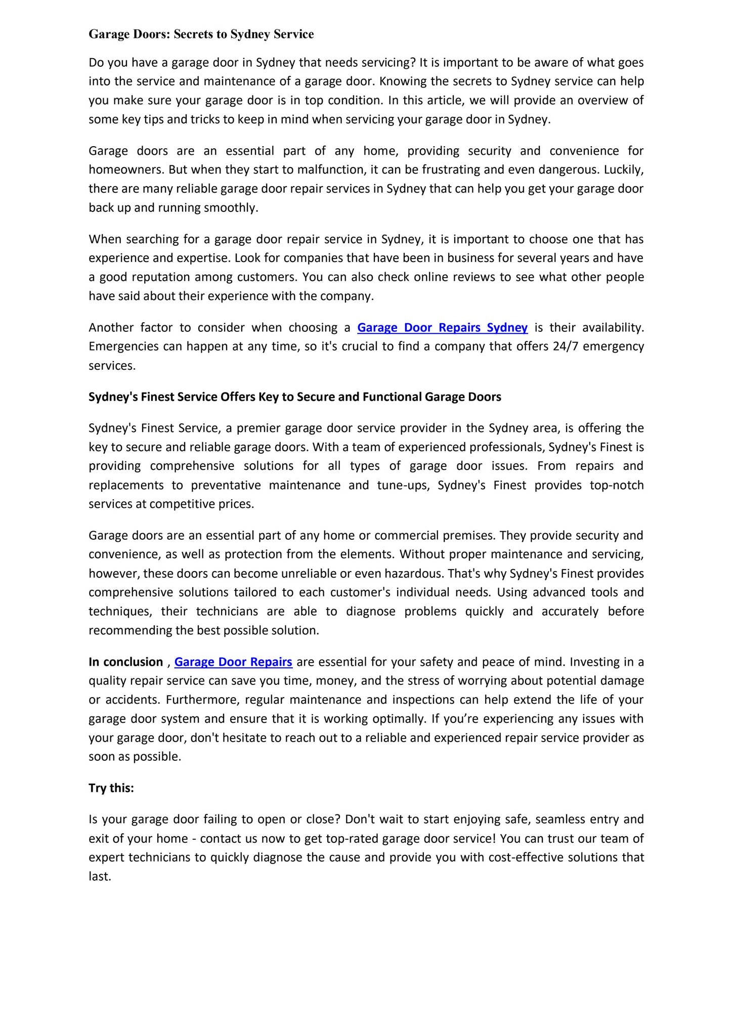 Garage Doors: Secrets to Sydney Service by MDI Automation: Garage Door ...