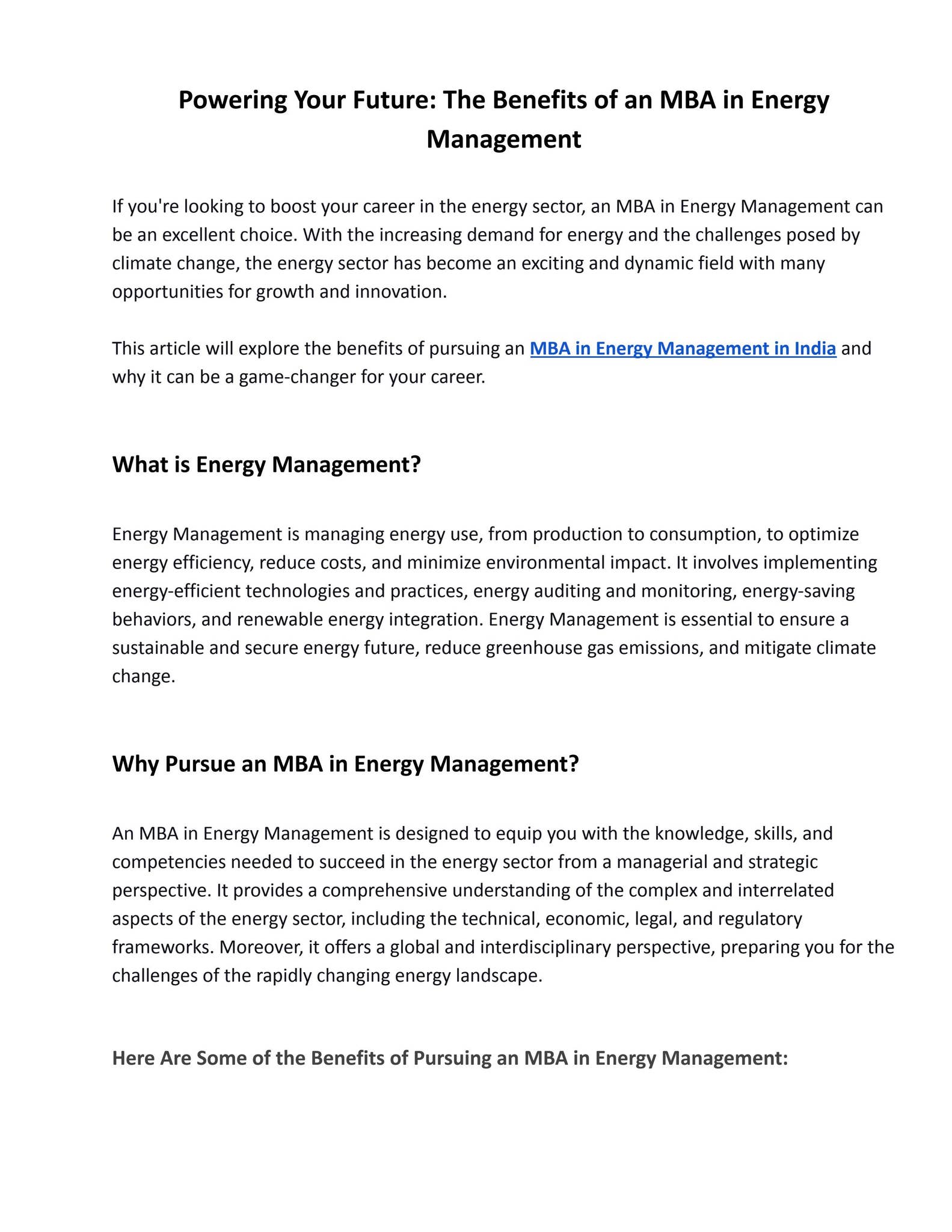 Powering Your Future: The Benefits of an MBA in Energy Management by ...
