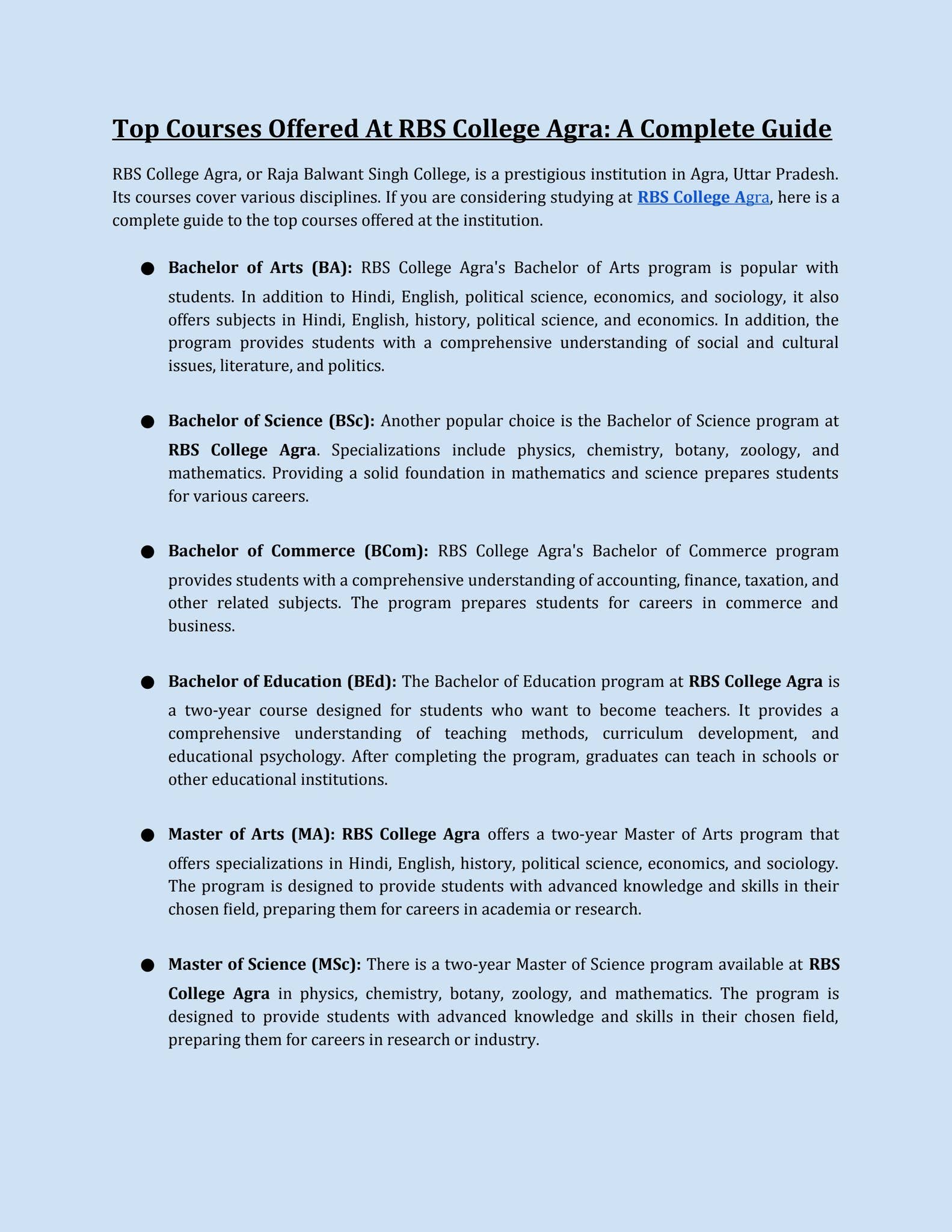 Top Courses Offered At RBS College Agra: A Complete Guide by Raja ...