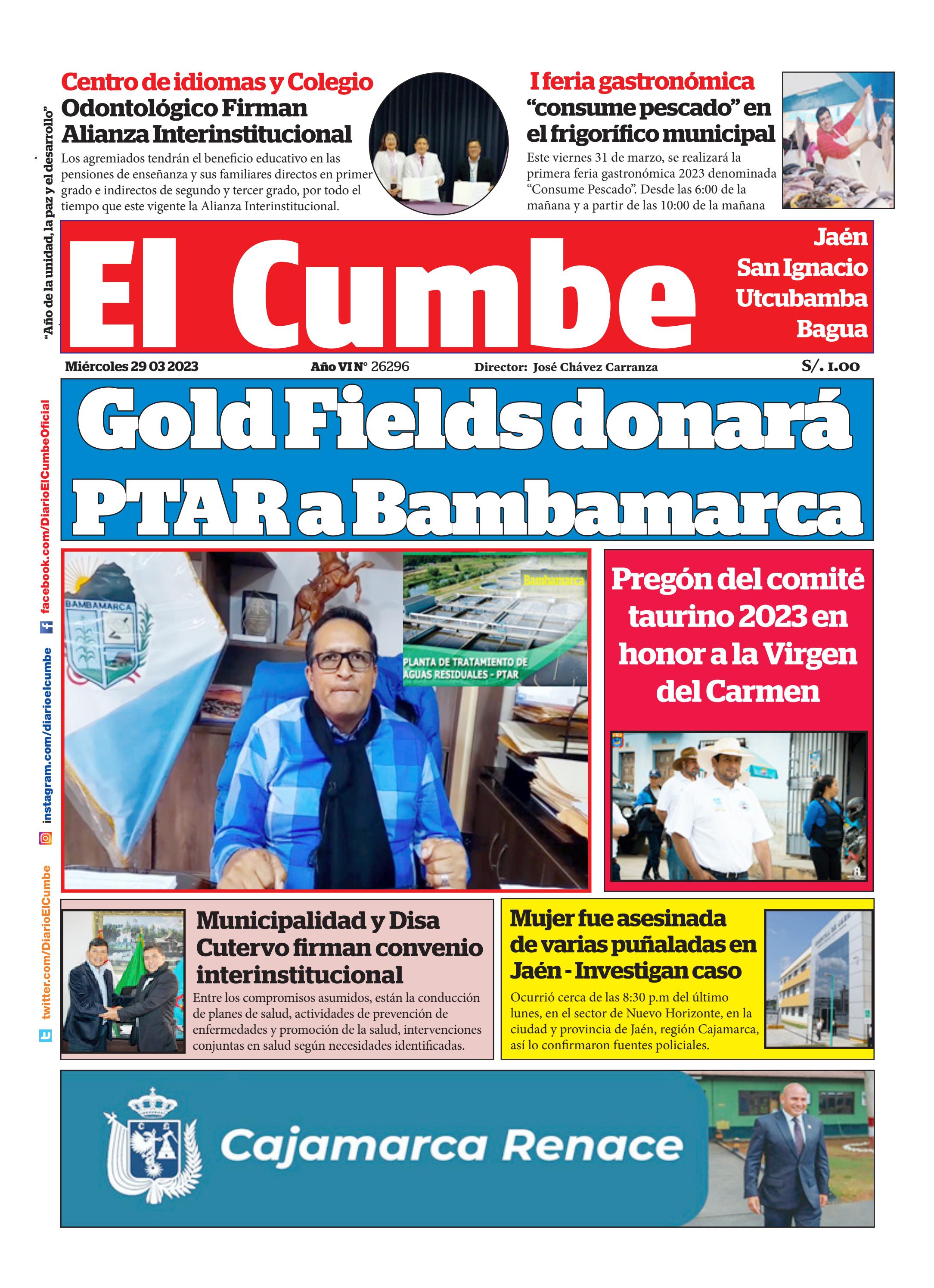 Diario EL CUMBE 29 de marzo 2023 by diarioelcumbecajamarca - Issuu