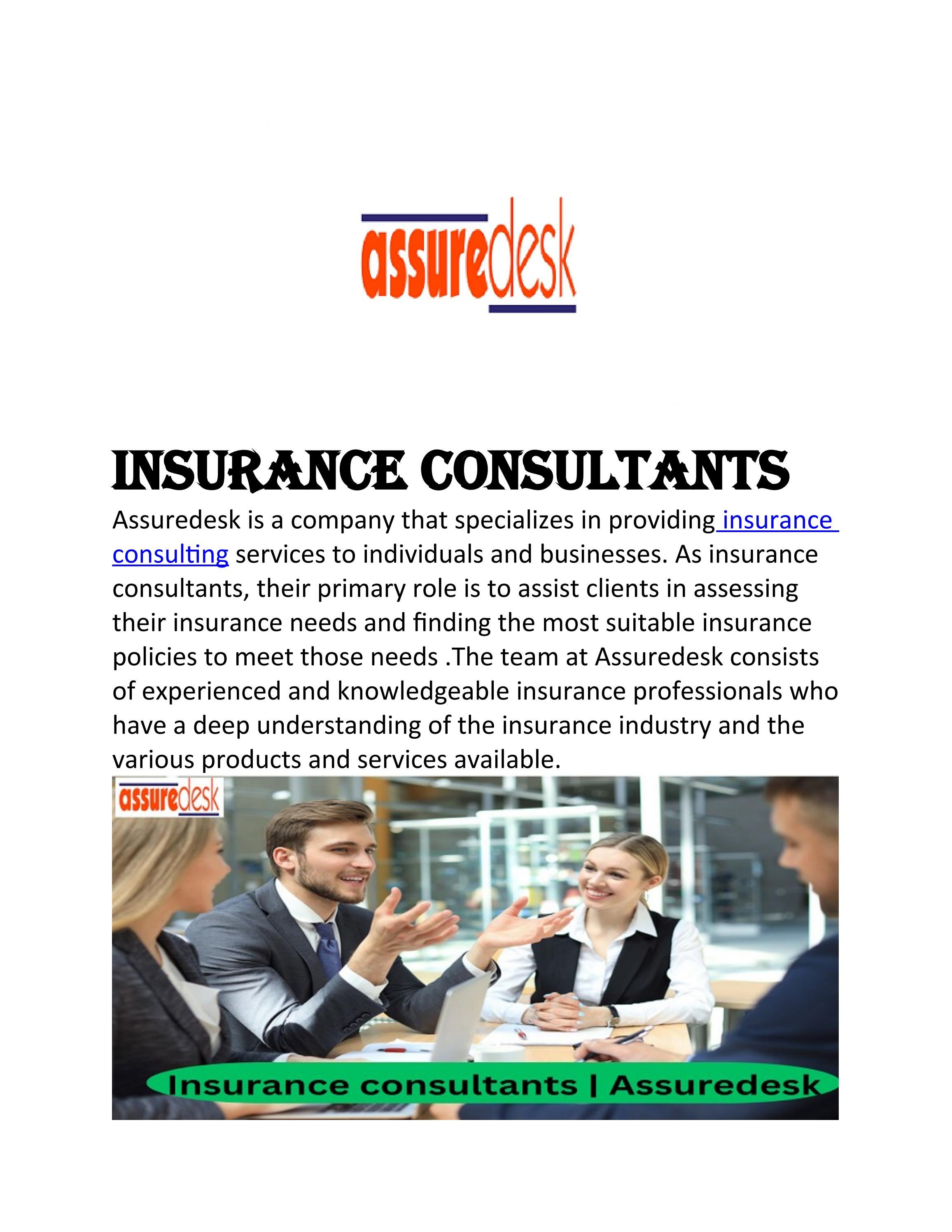 Insurance consultants |Assuredesk by assuredesk - Issuu