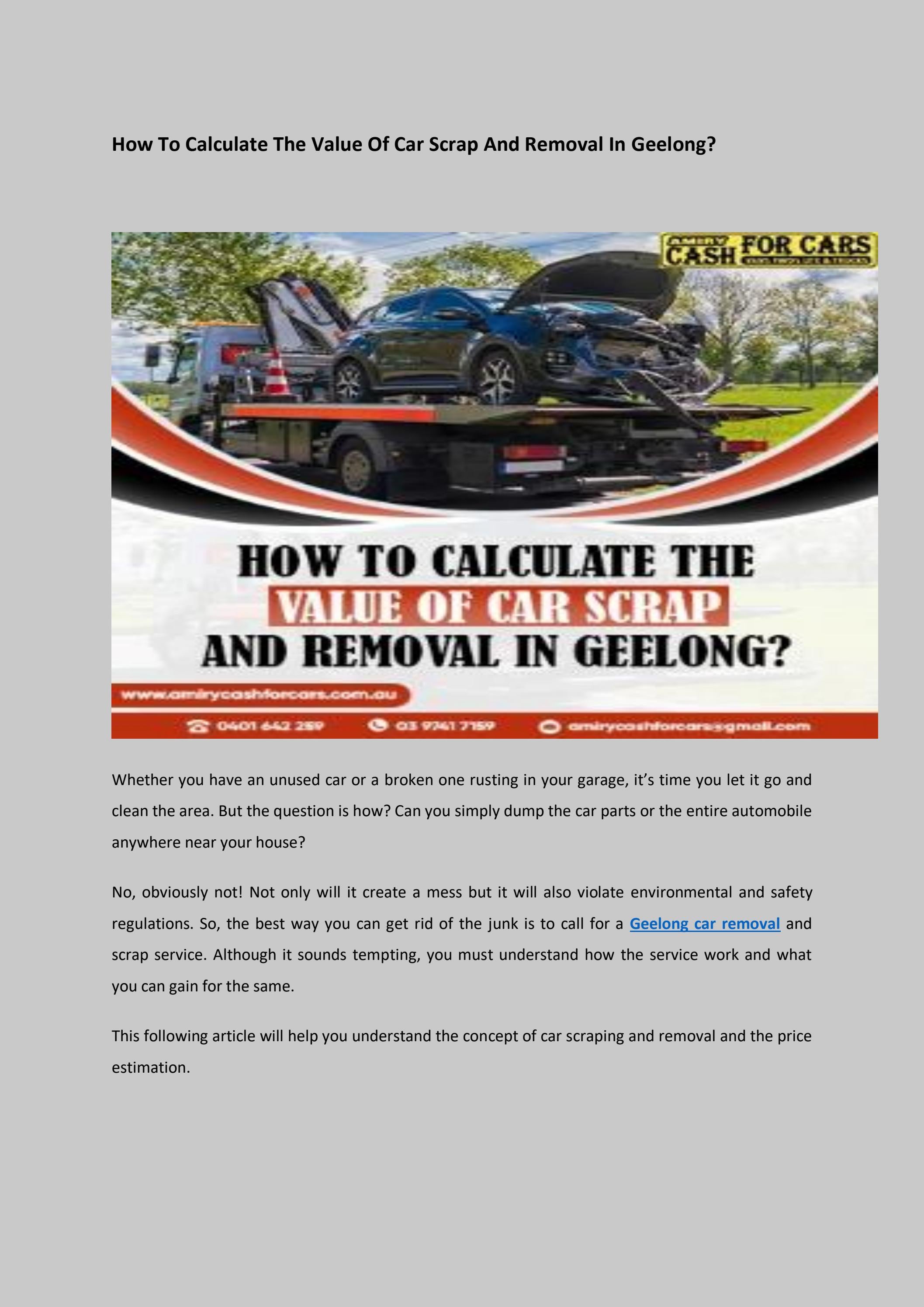 How To Calculate The Value Of Car Scrap And Removal In Geelong? by ...