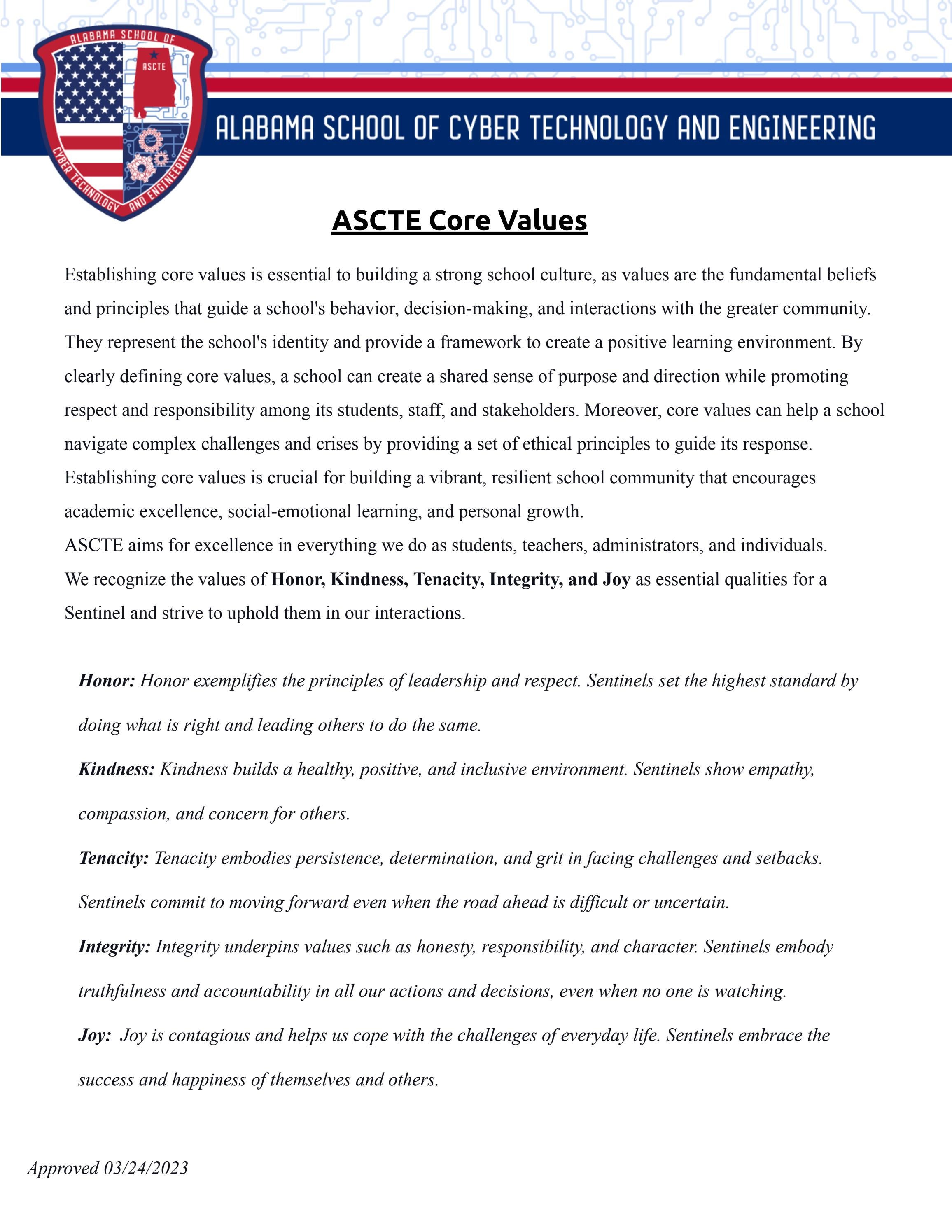 ASCTE Core Values by Alabama School of Cyber Technology & Engineering - Issuu
