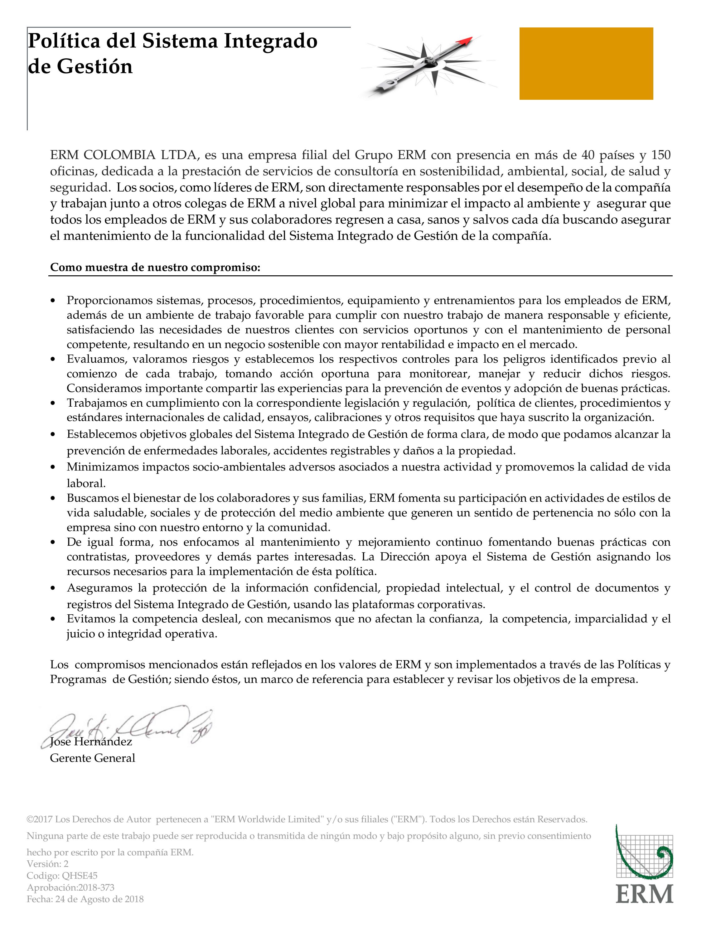 POLÍTICA SIG-ERM COLOMBIA by Empresarial - Issuu