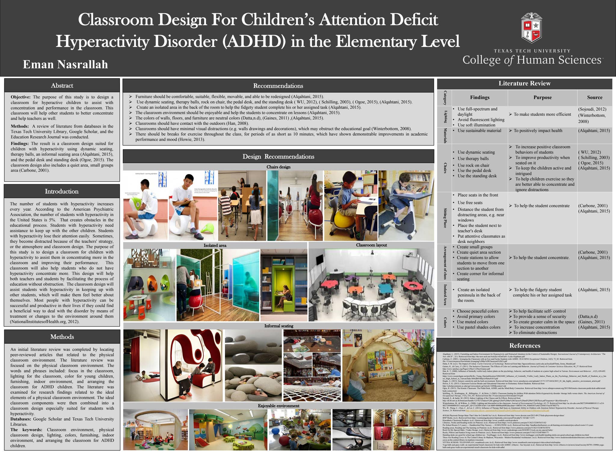 Classroom Design For Children’s Attention Deficit Hyperactivity ...