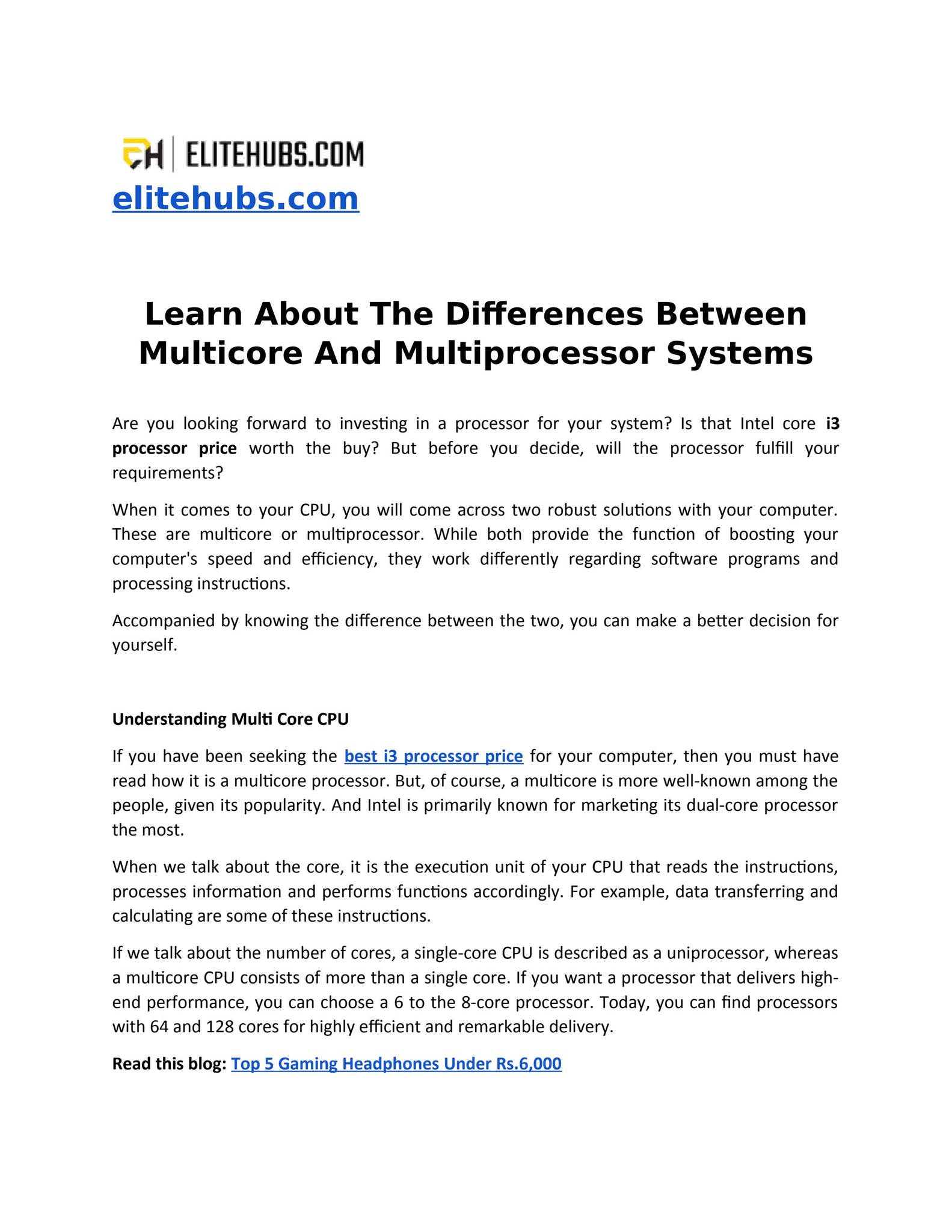 Learn About The Differences Between Multicore And Multiprocessor ...