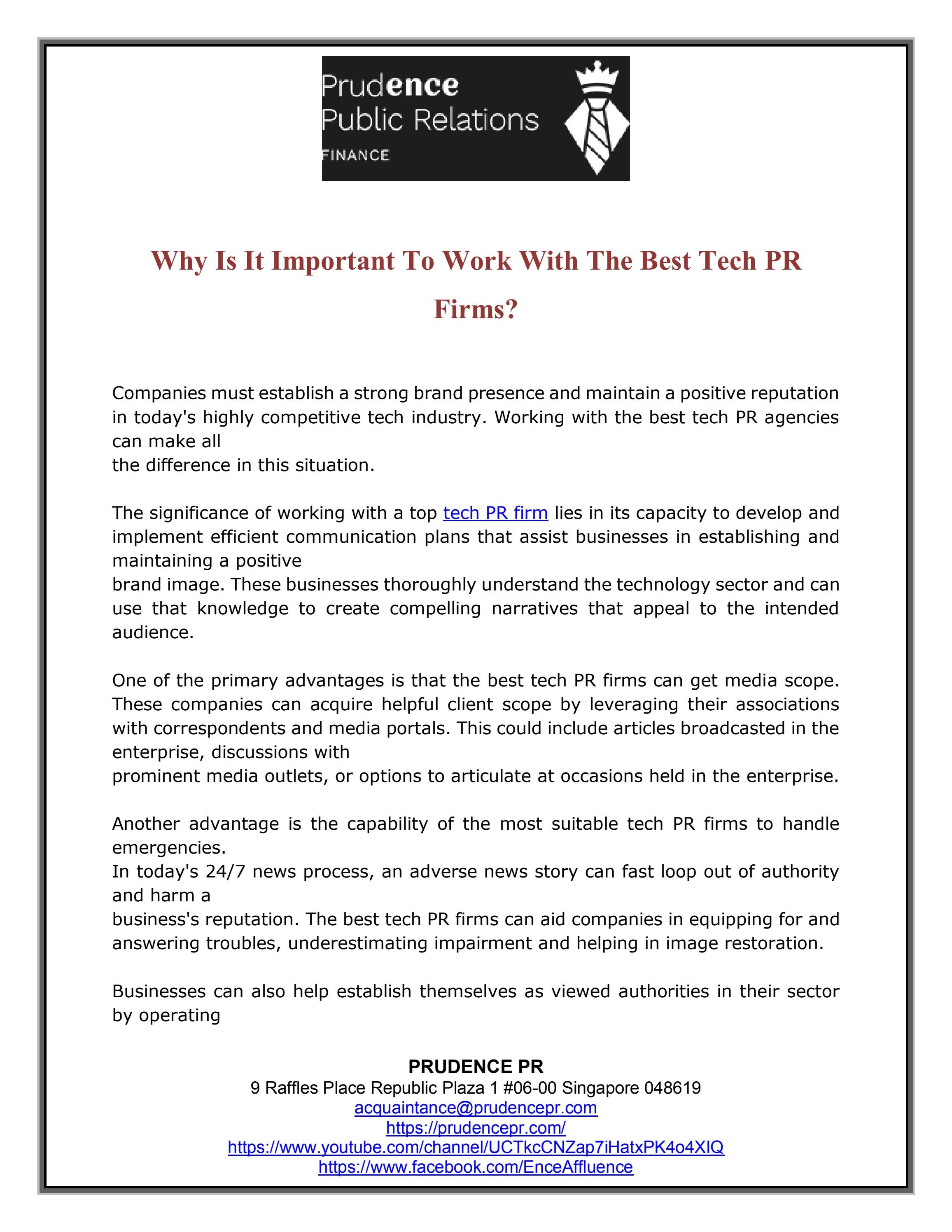 Why Is It Important To Work With The Best Tech PR Firms? by PRUDENCE PR ...