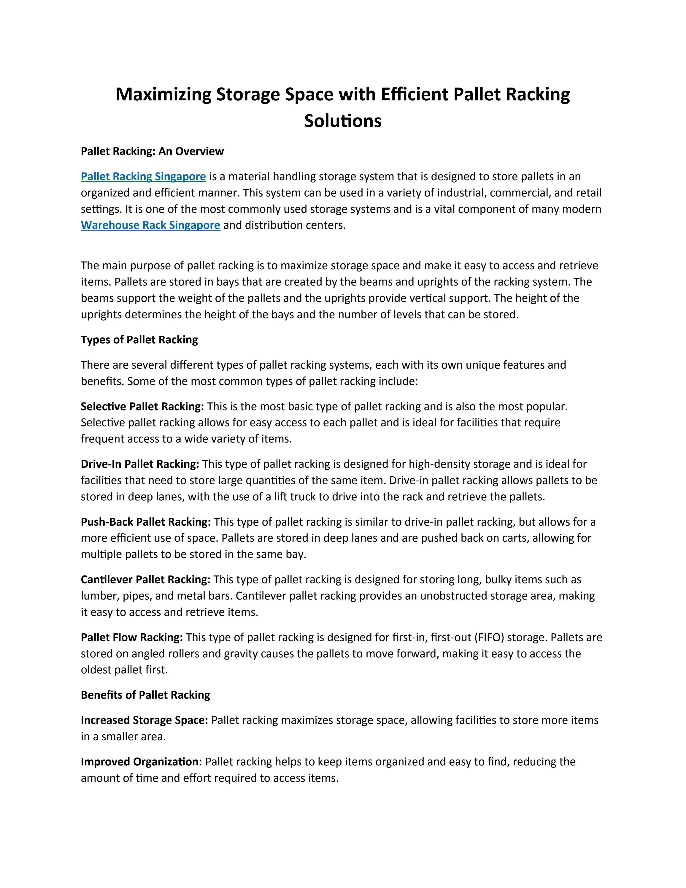 Maximizing Storage Space with Efficient Pallet Racking Solutions by ...