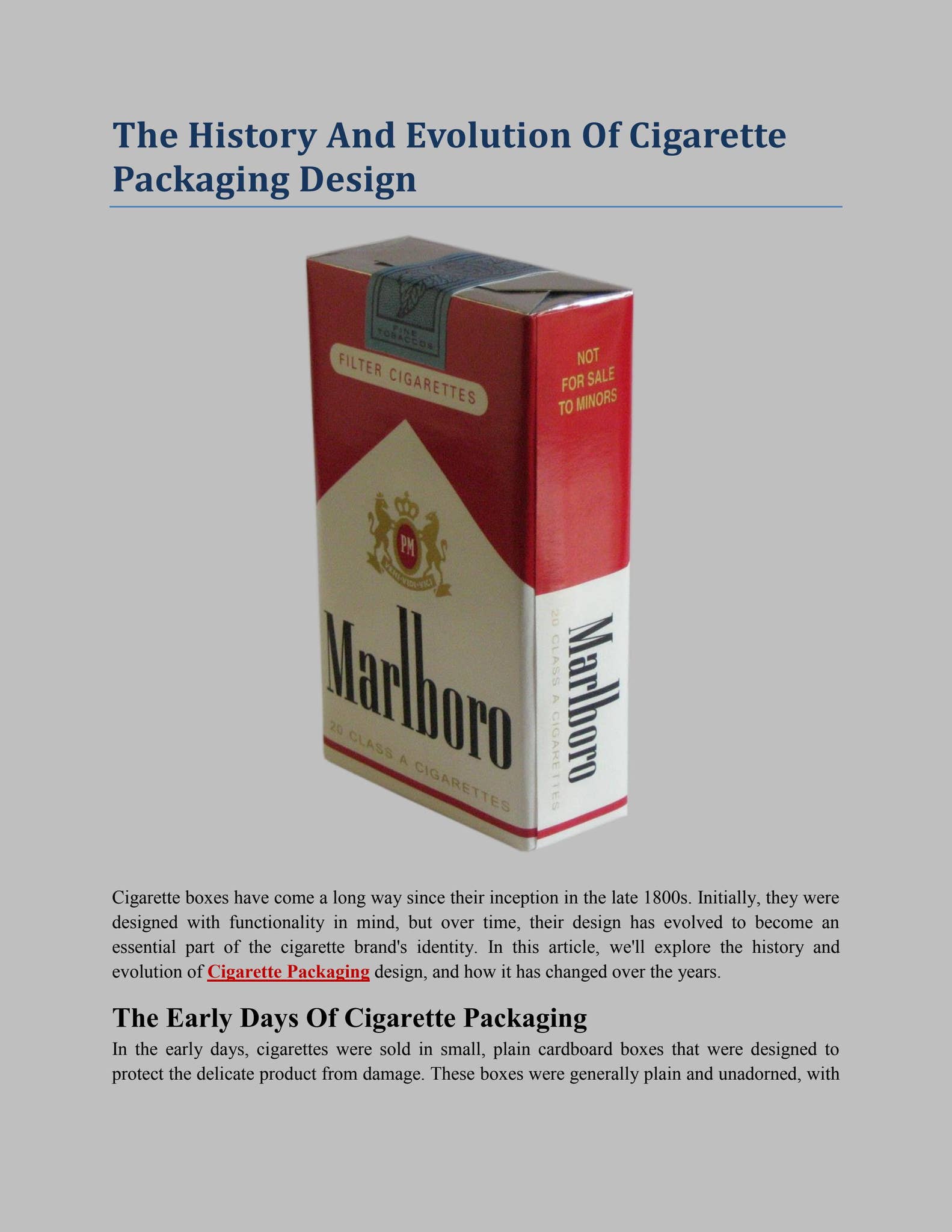 The History And Evolution Of Cigarette Packaging Design by Lara walker ...