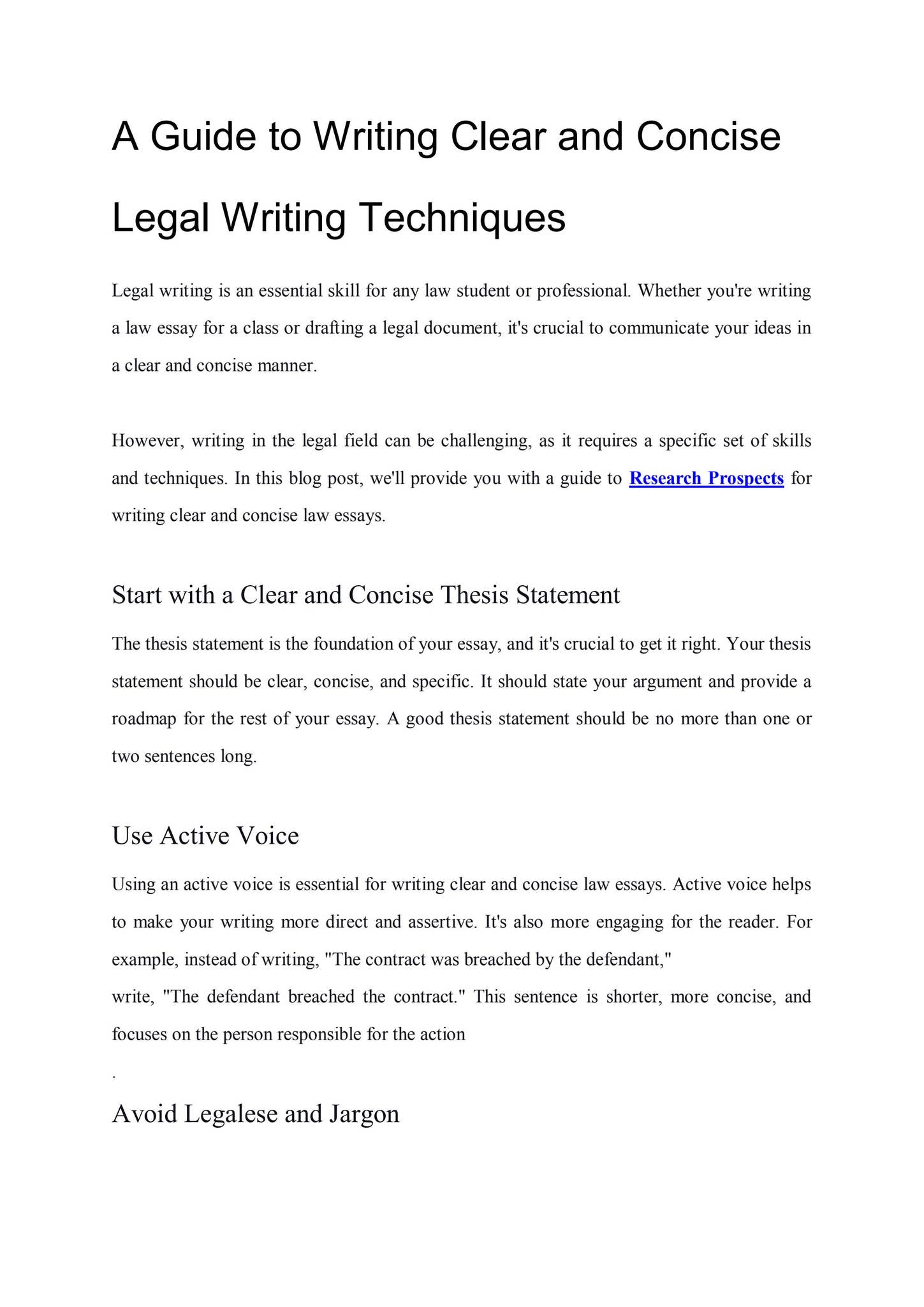 A Guide to Writing Clear and Concise Legal Writing Techniques by Essays ...