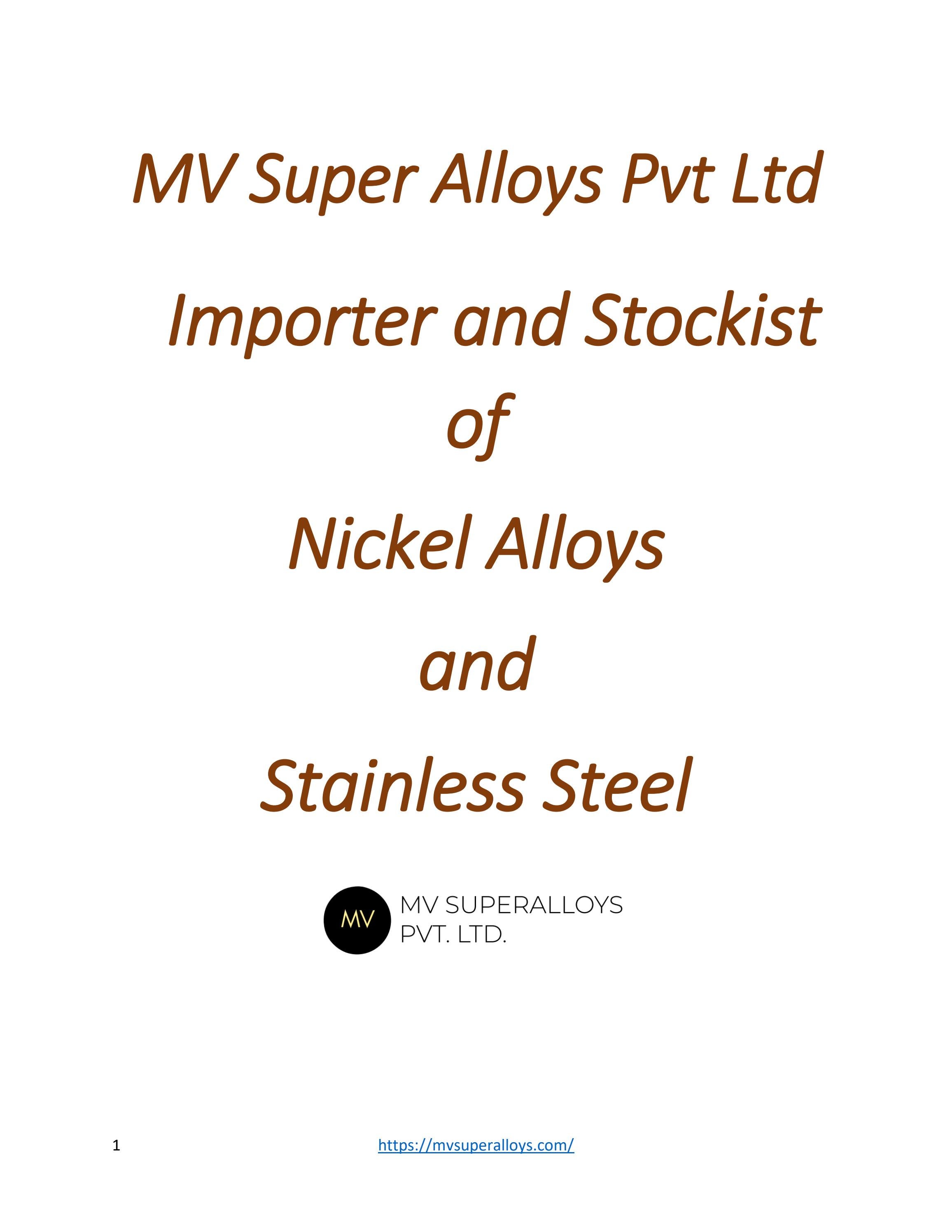 MV Super Alloys Pvt Ltd -Importer and Stockist of Nickel Alloys and ...