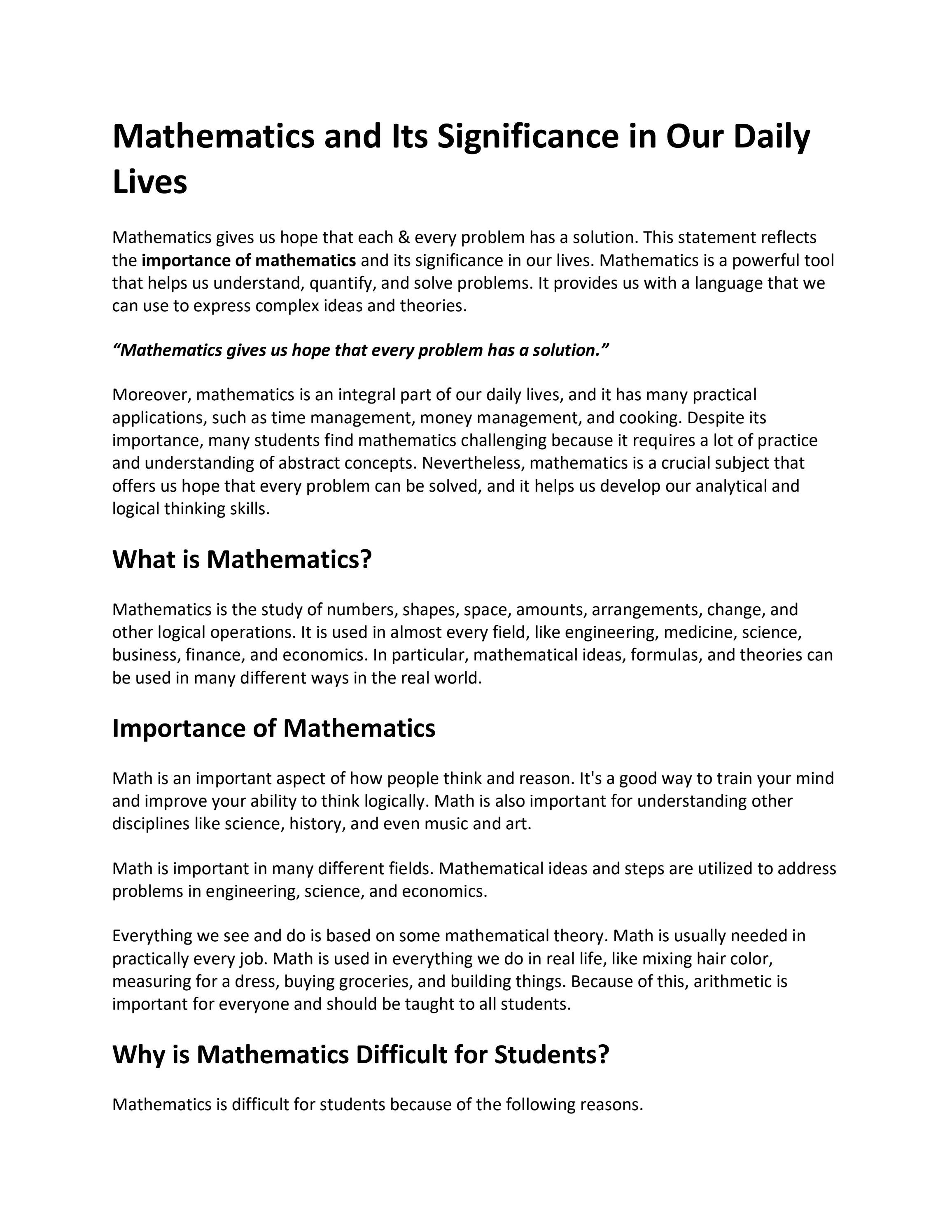Mathematics Its Importance Types And Real Life Applications By David