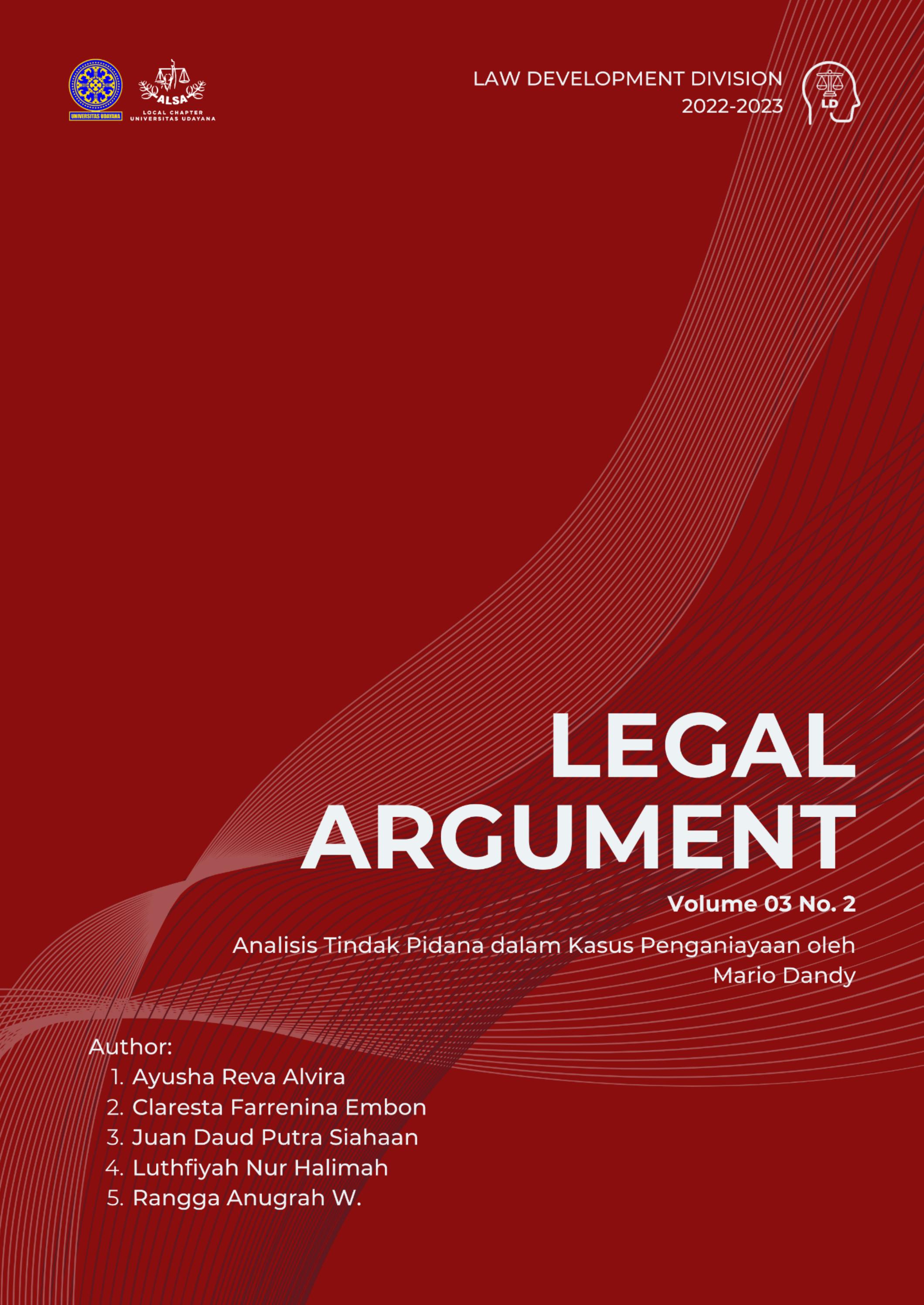 Legal Argument ALSA LC Unud Volume 03 No. 2 by lawdev.alsaudayana - Issuu