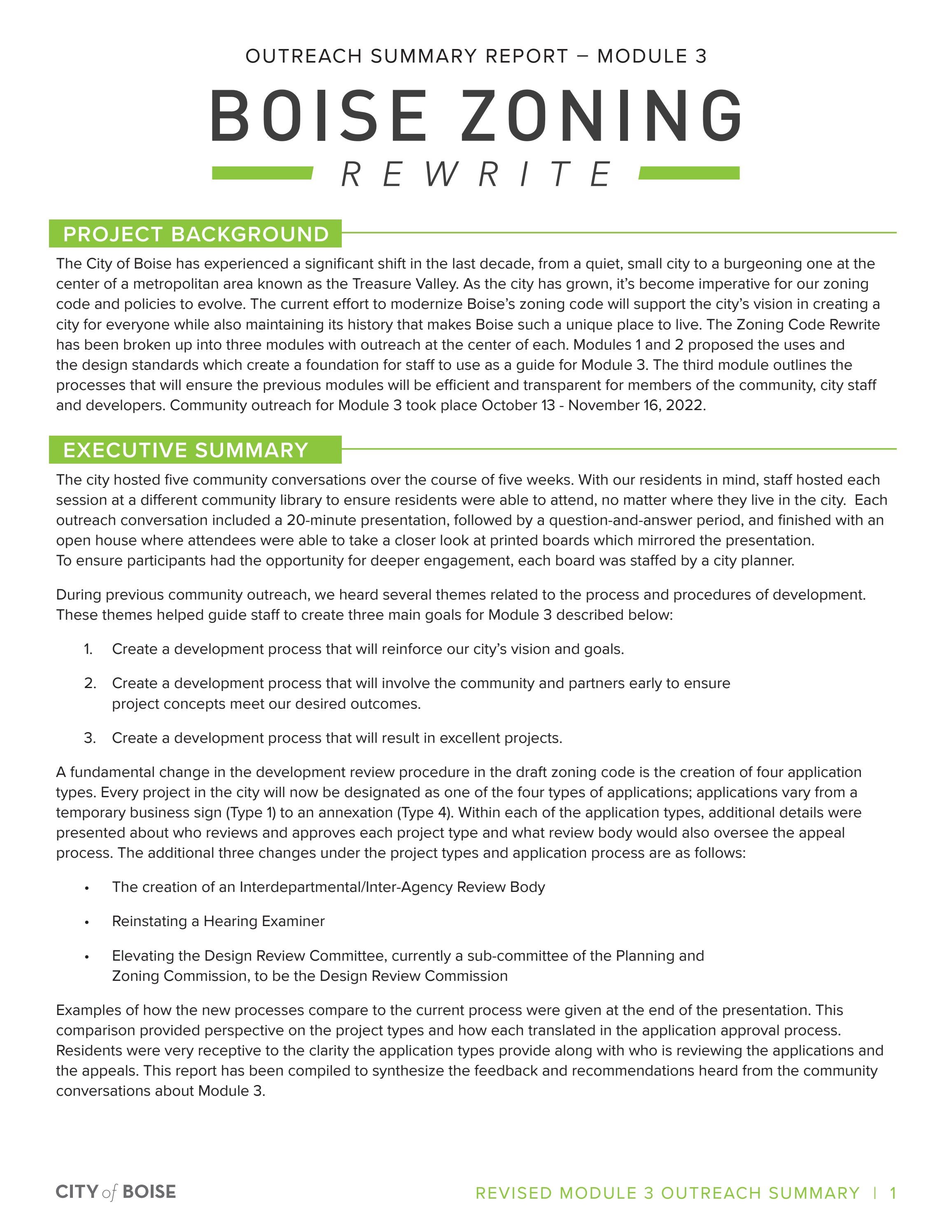 Modern Zoning Code - Exhibit I - Zoning Code Outreach Summary Module 3 ...