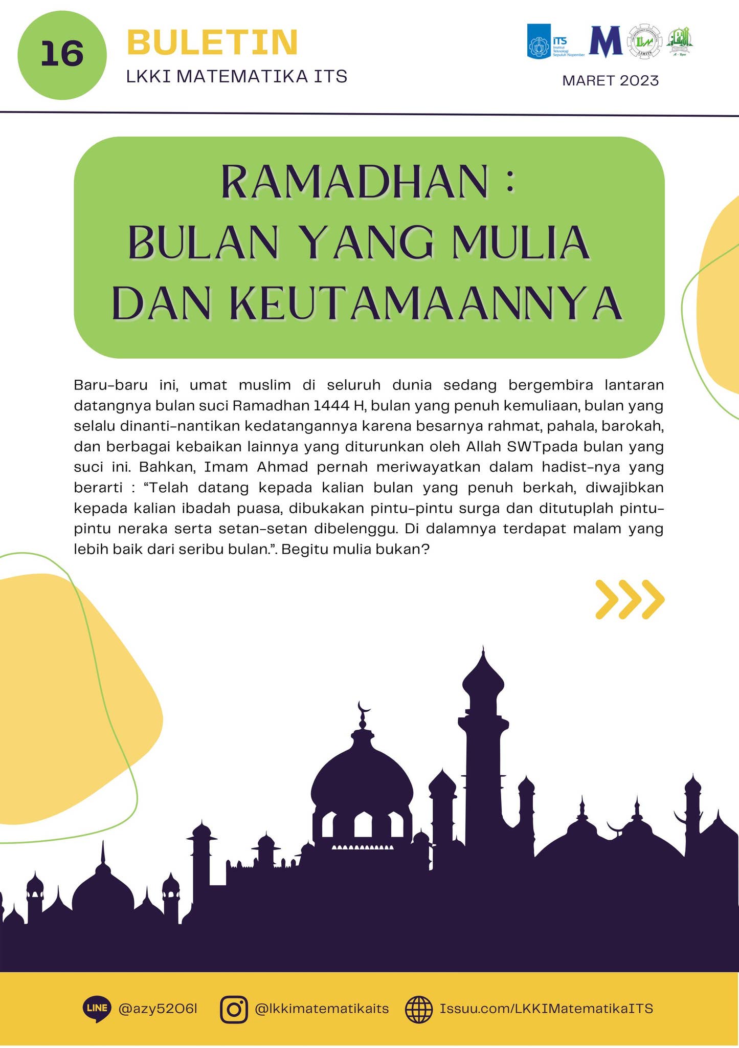 Ramadhan: Bulan yang Mulia dan Keutamaannya by LKKI Departemen ...