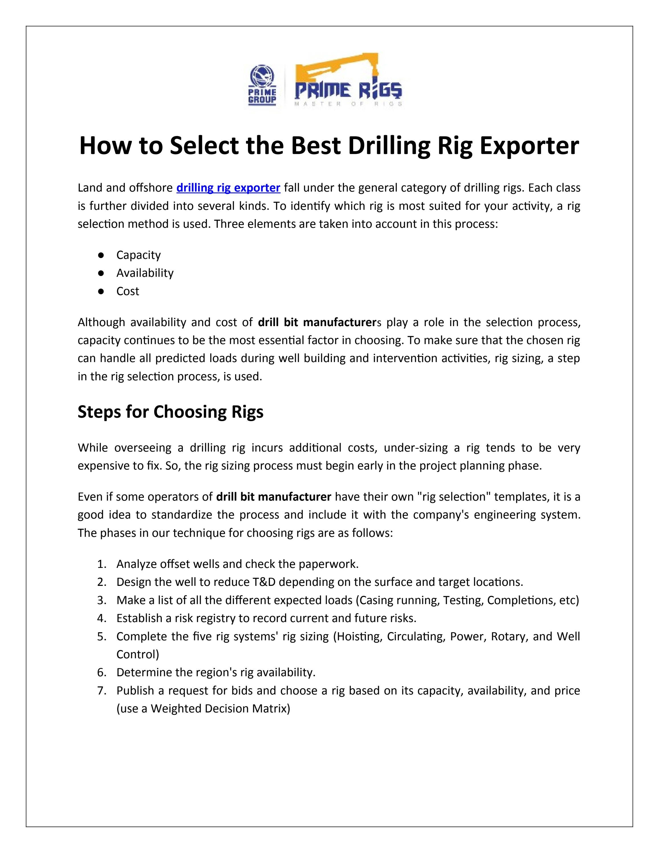 How to Select the Best Drilling Rig Exporter by Prime Rigs - Issuu