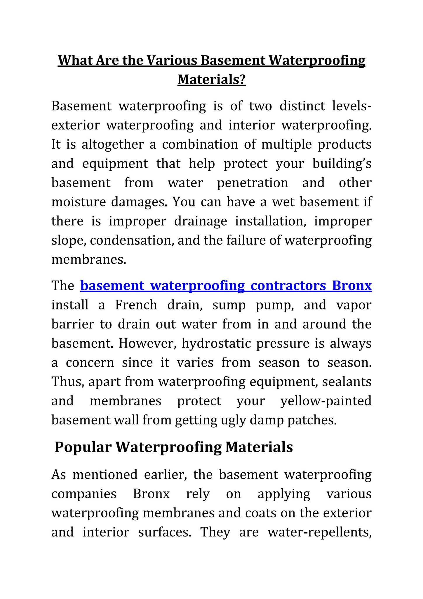 What Are the Various Basement Waterproofing Materials? by Masonry ...