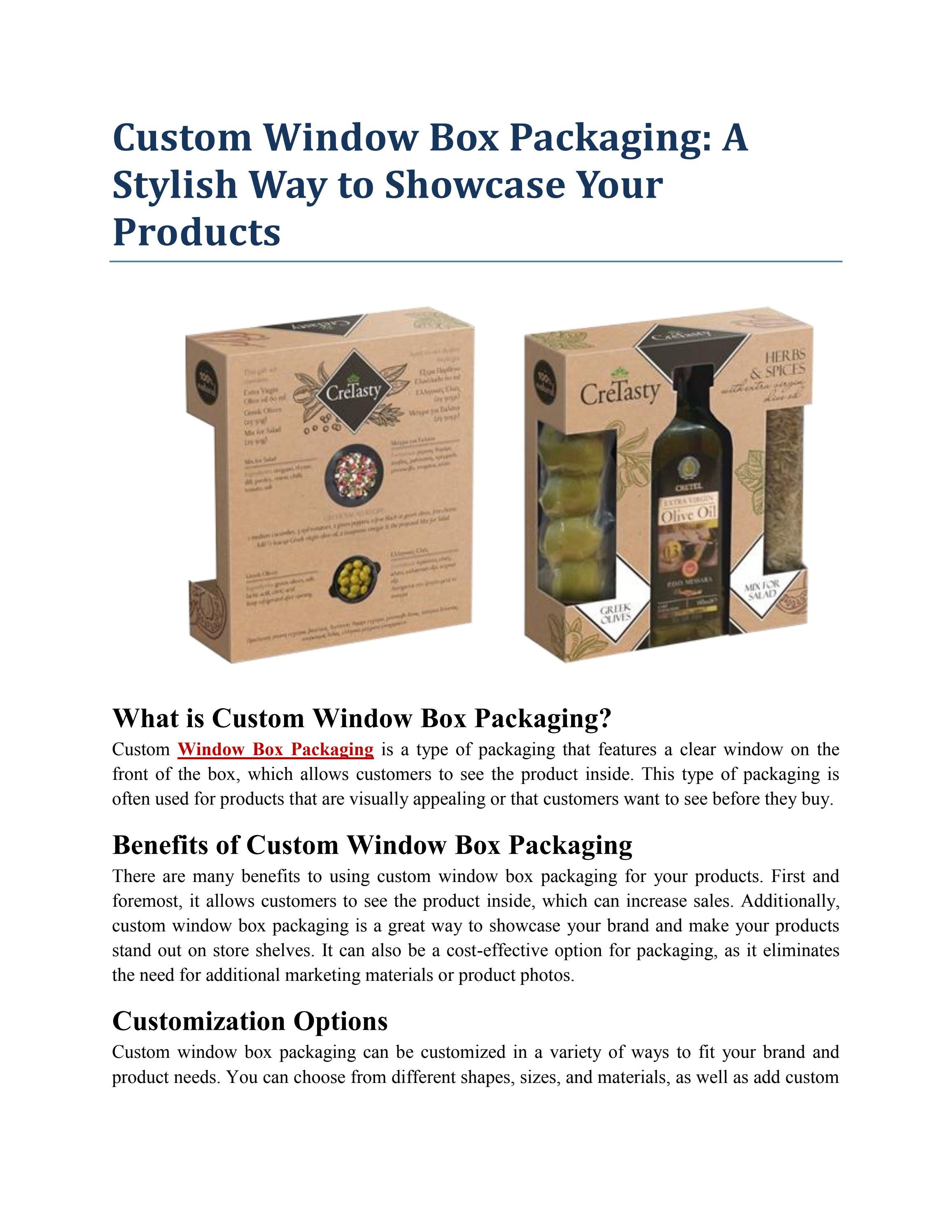 Custom Window Box Packaging: A Stylish Way to Showcase Your Products by ...