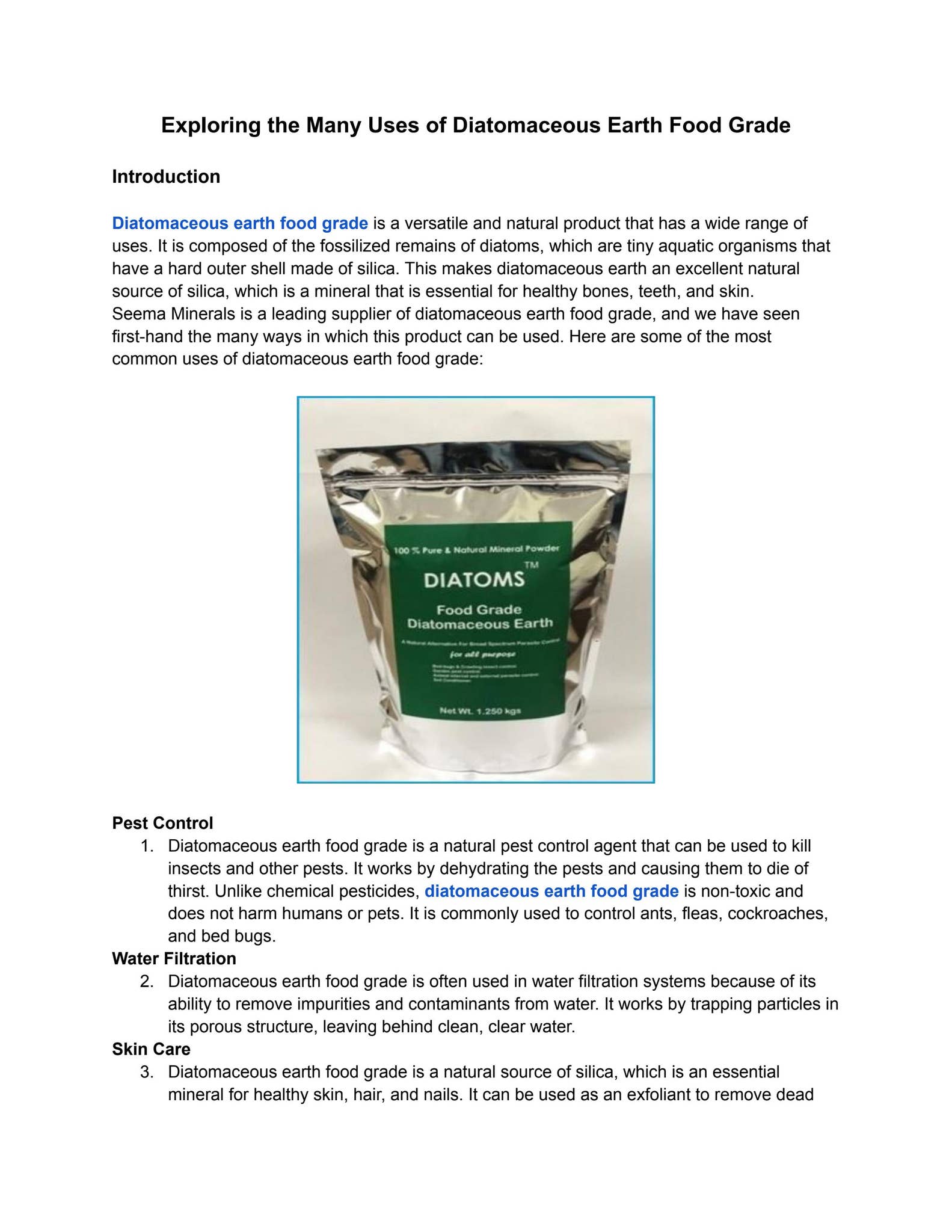 Exploring the Many Uses of Diatomaceous Earth Food Grade by Seema ...