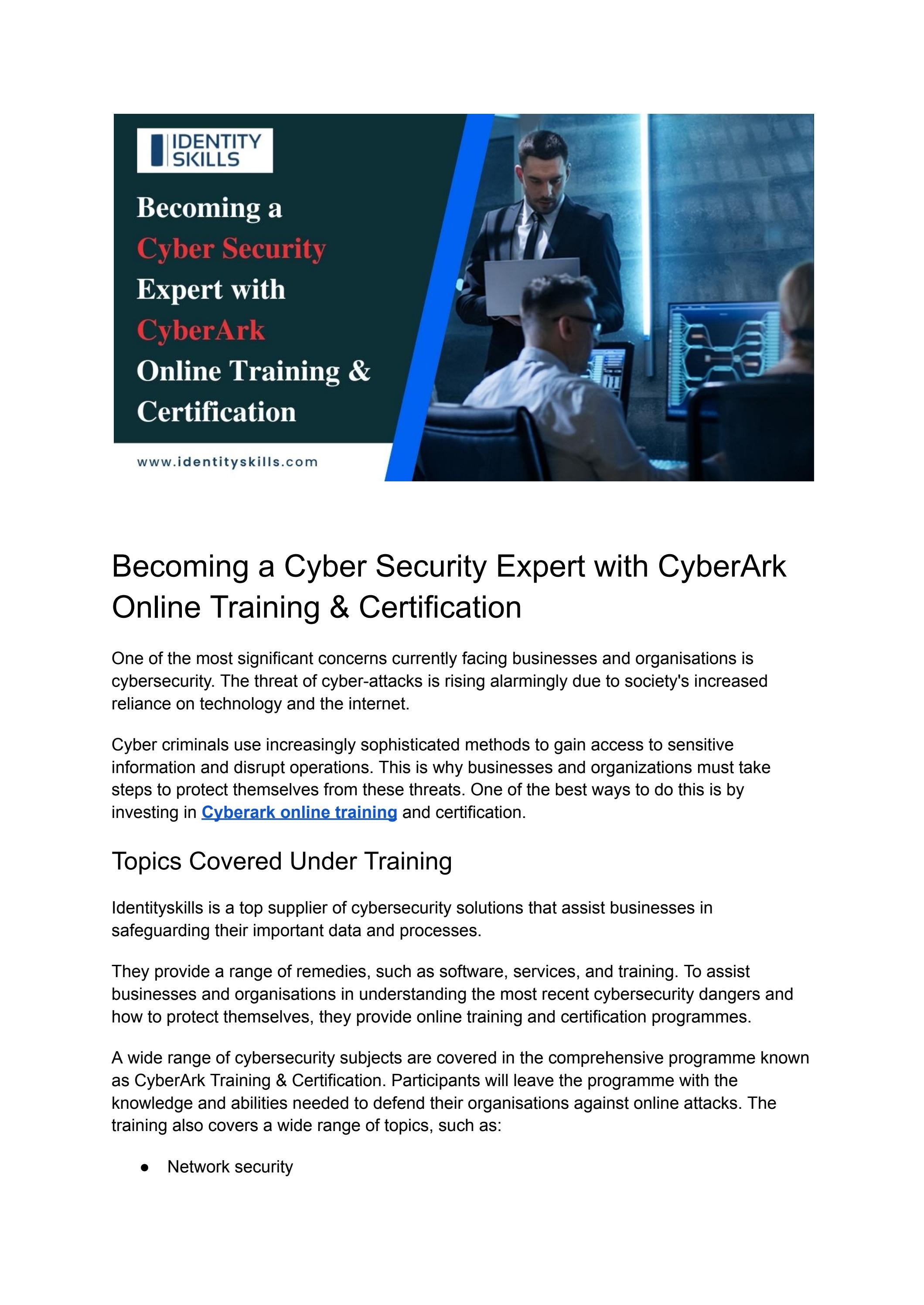 Becoming a Cyber Security Expert with CyberArk Online Training ...