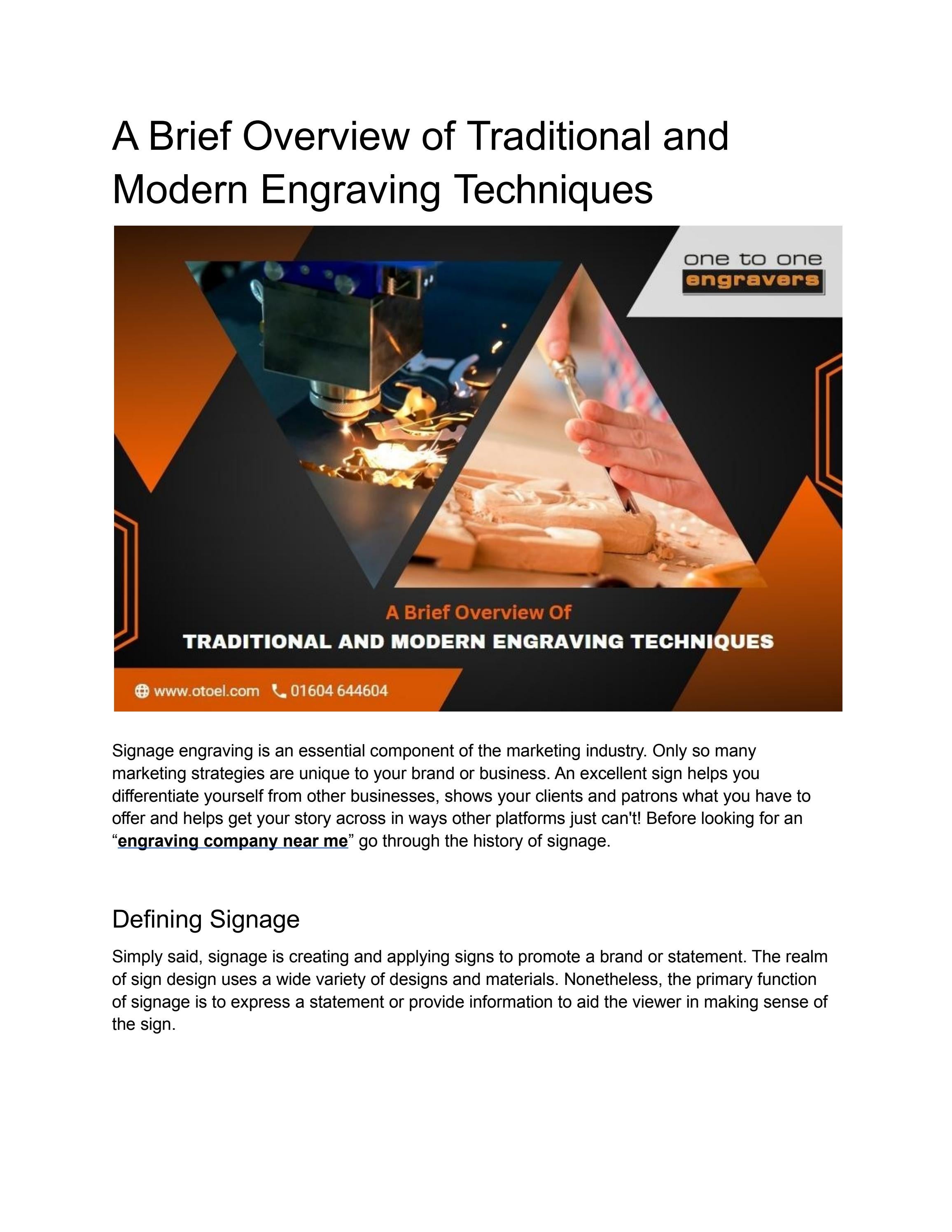 A Brief Overview of Traditional and Modern Engraving Techniques by oto ...