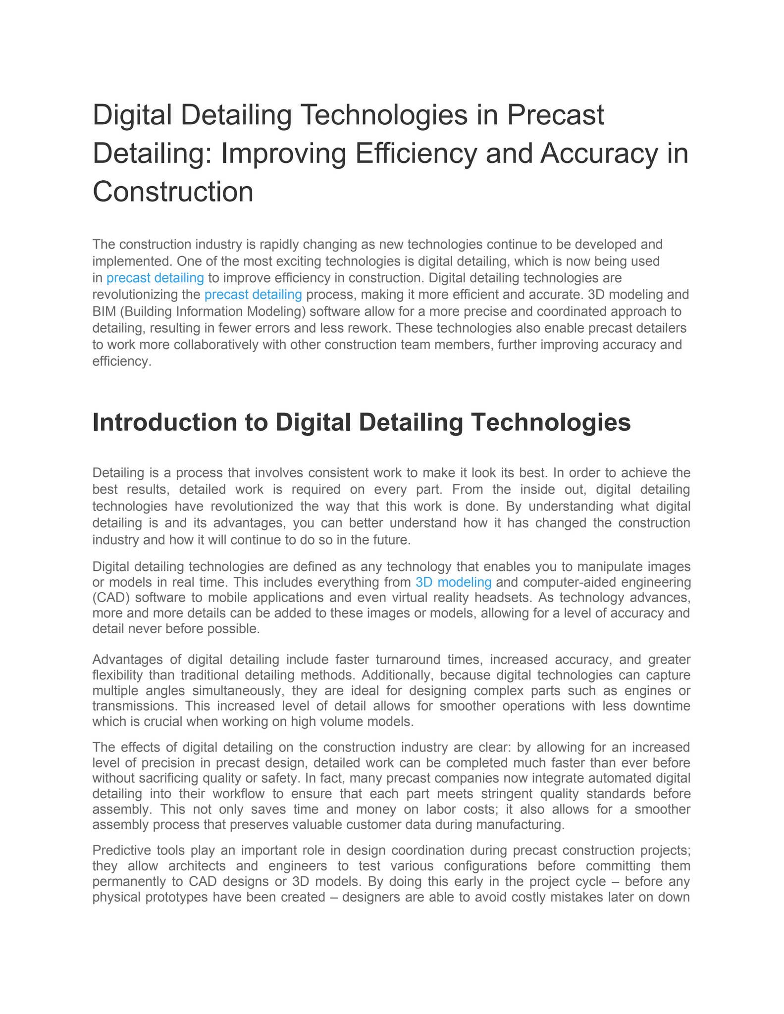 Digital Detailing Technologies in Precast Detailing: Improving ...