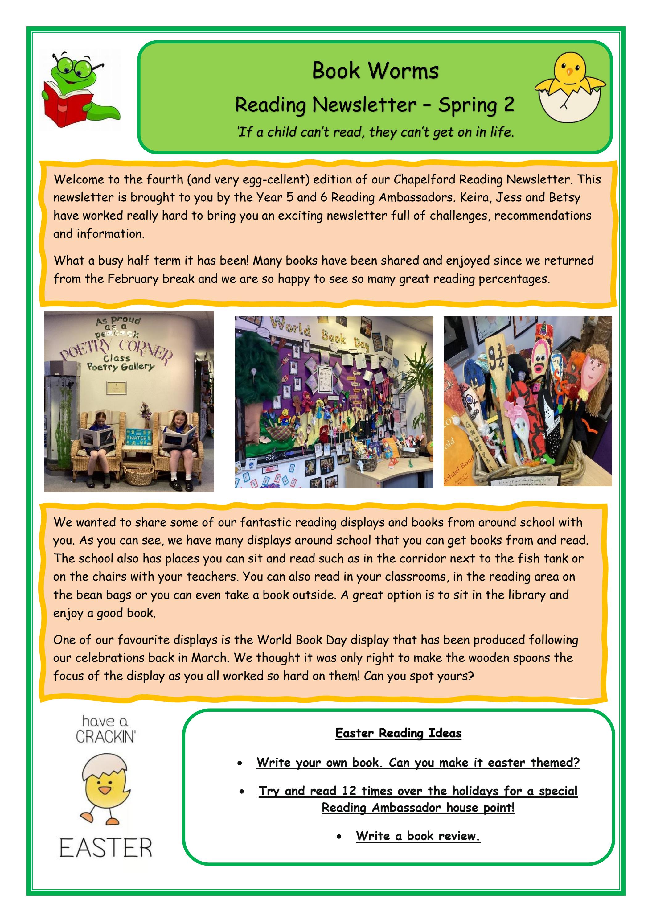 Reading Newsletter - Spring 2 by Schudio - Issuu