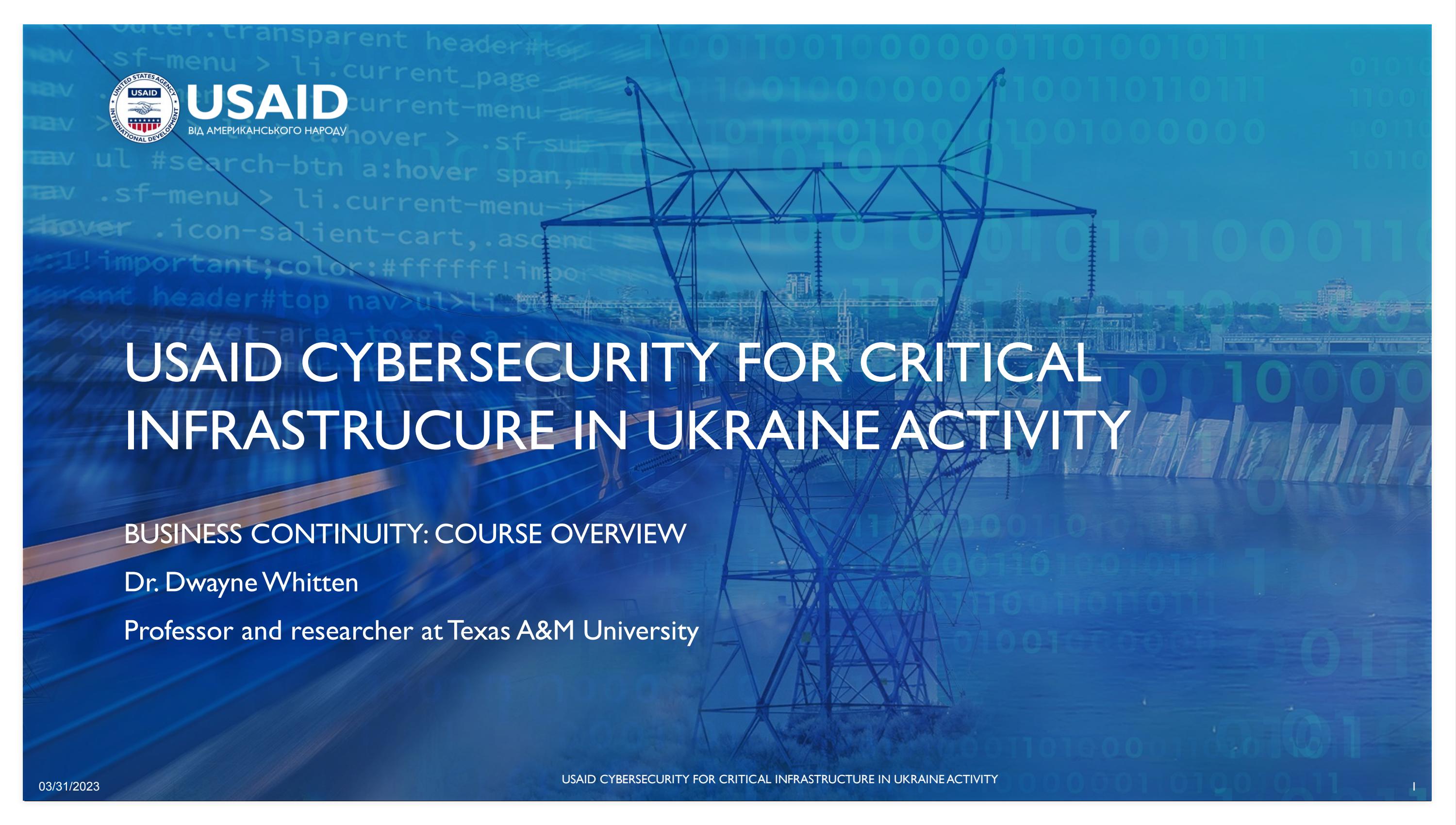 BUSINESS / OPERATIONAL CONTINUITY COURSE by USAID Cybersecurity ...