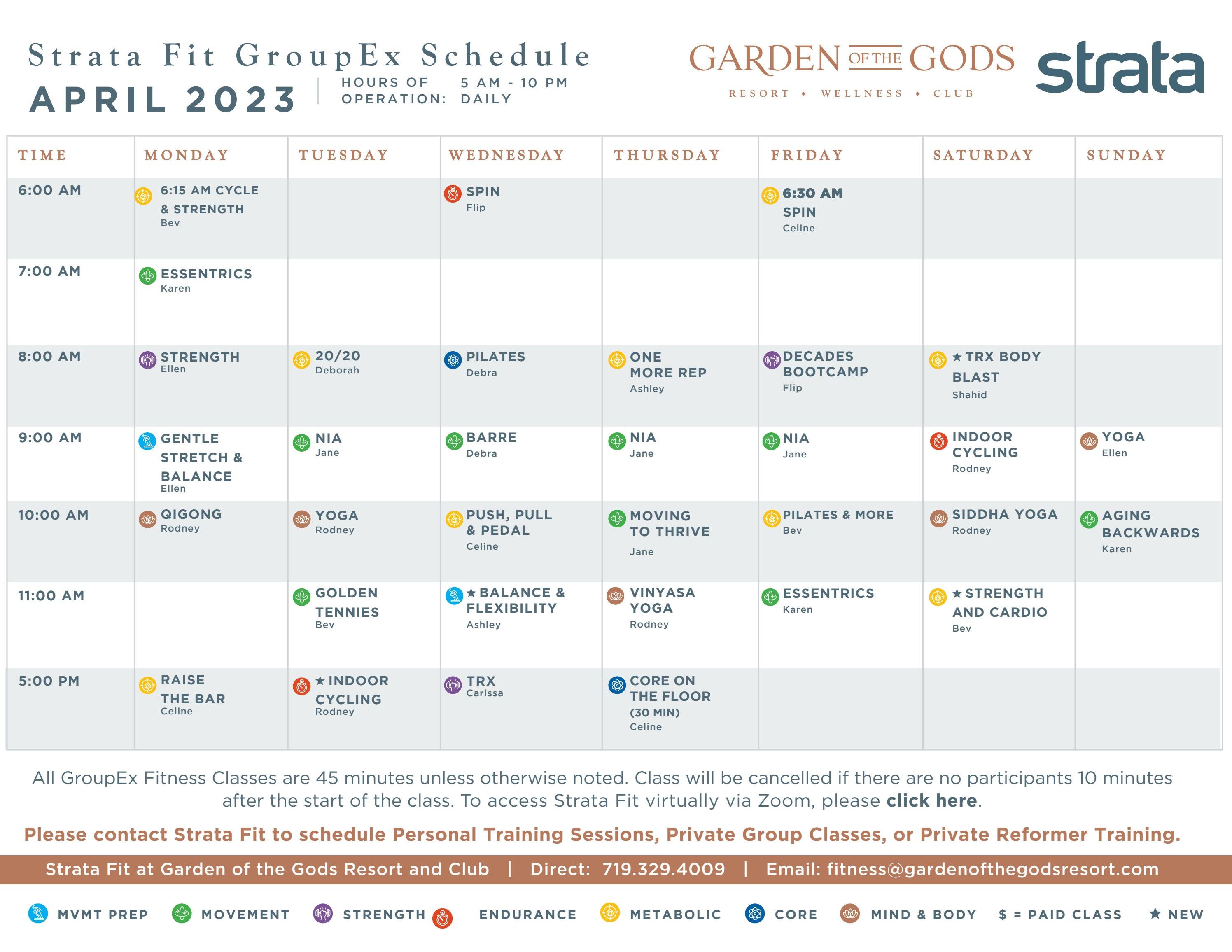 April Group Fitness Calendar by gardenofthegodsresortandclub - Issuu