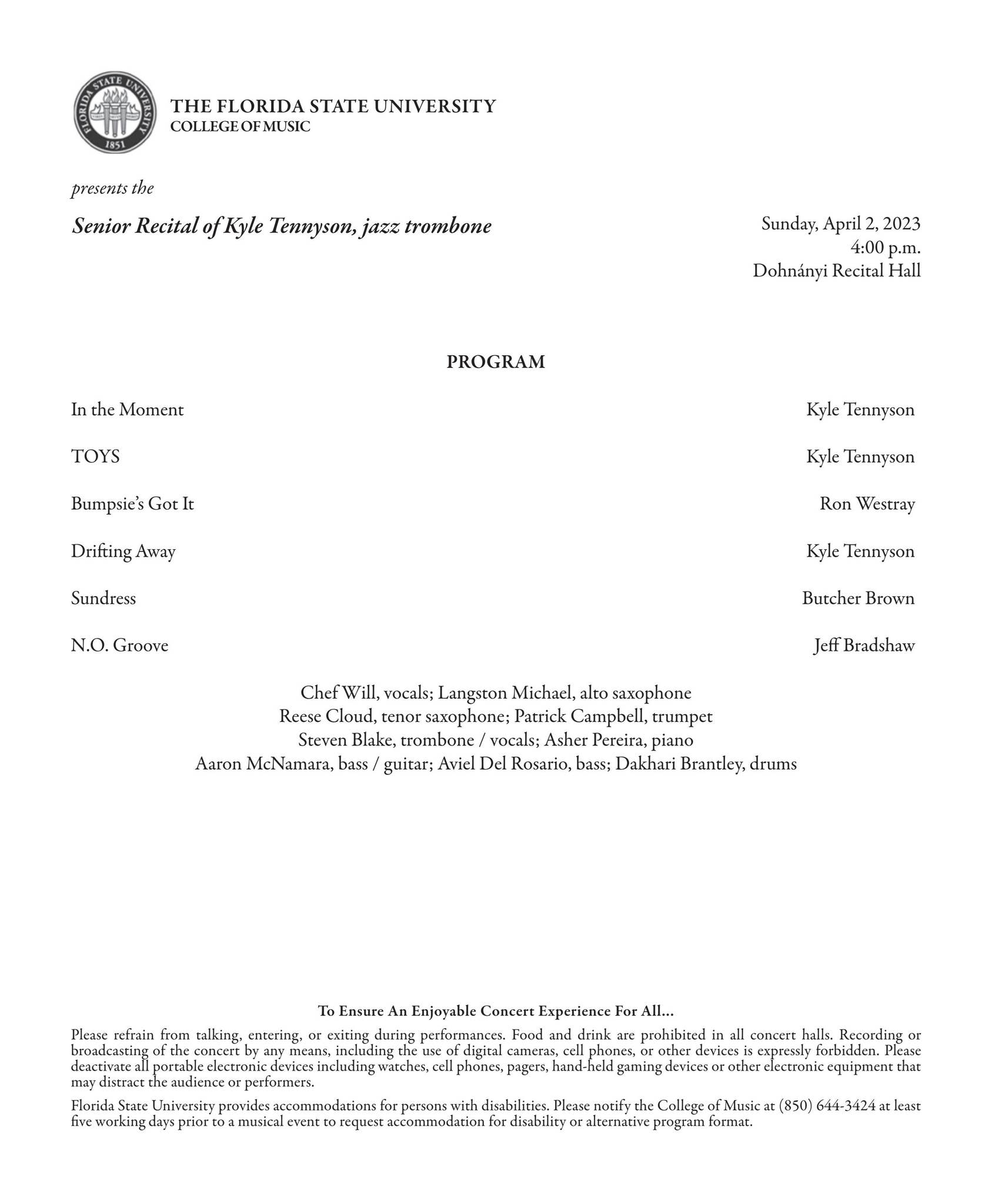 20230402_Tennyson by Florida State University College of Music - Issuu