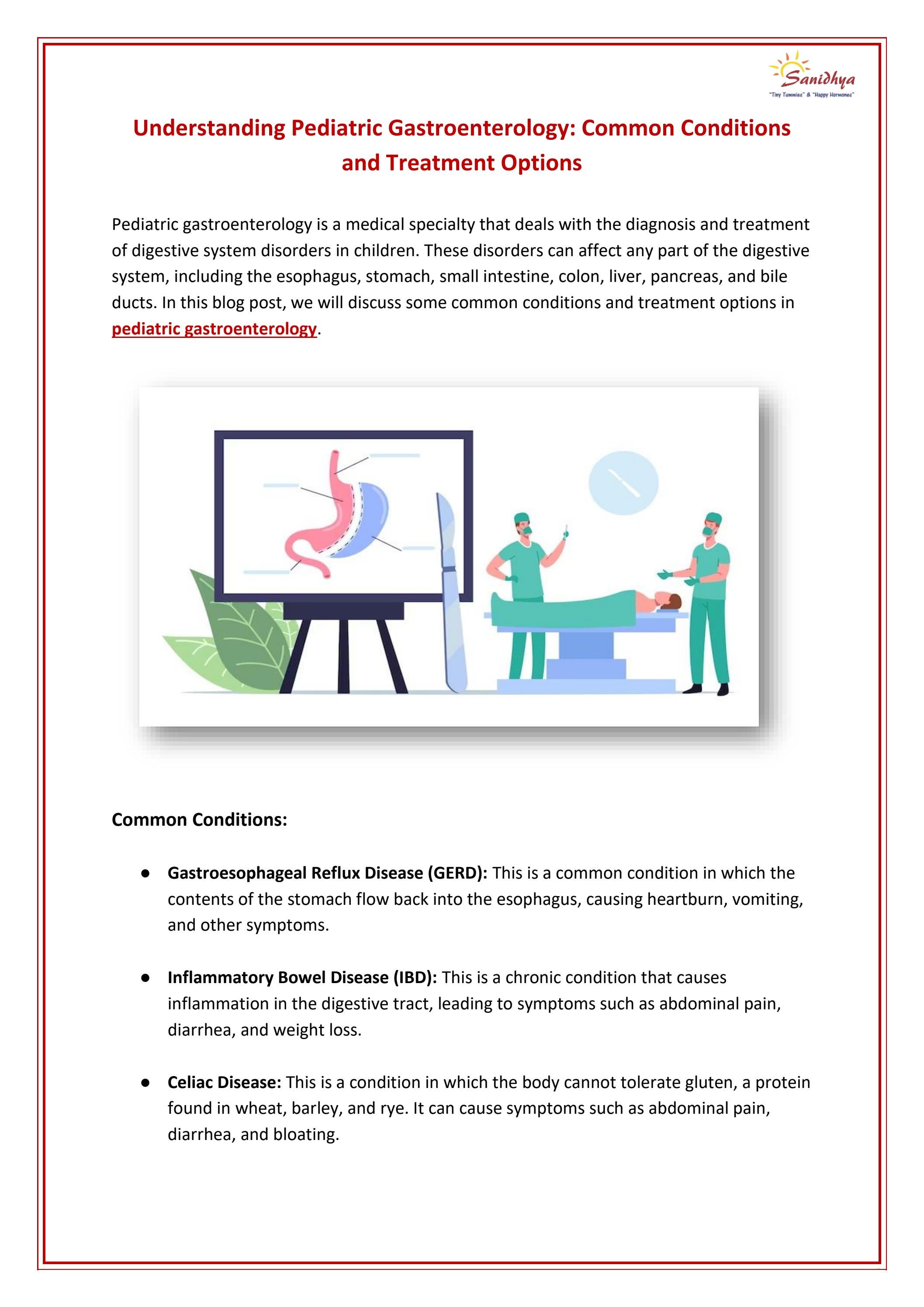 Understanding Pediatric Gastroenterology Common Conditions And