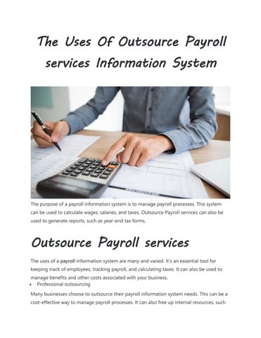 The Uses Of Outsource Payroll services Information System by Osservi Outsource Services - Issuu