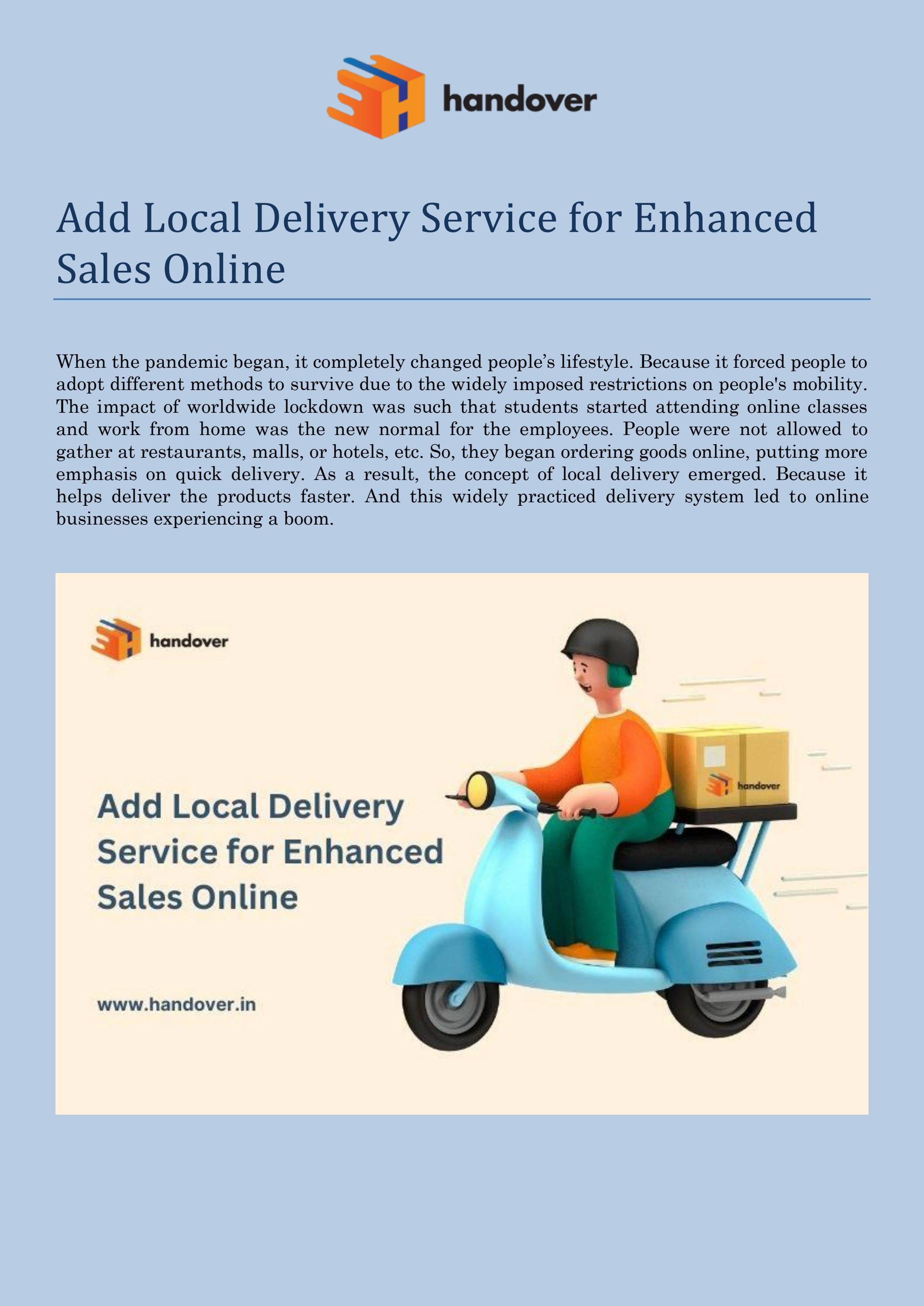 Add Local Delivery Service for Enhanced Sales Online by handover - Issuu