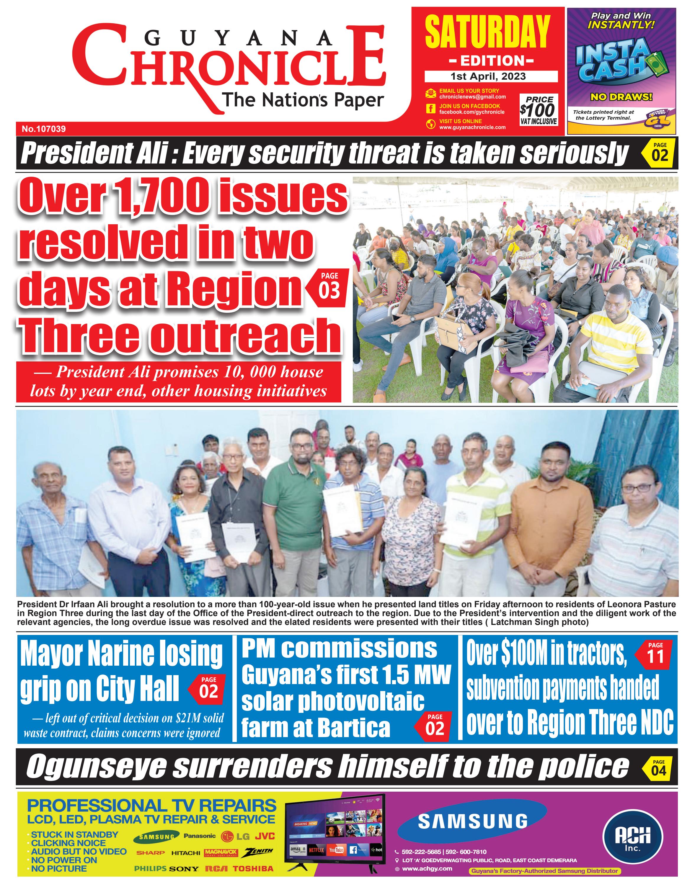 Guyana Chronicle E-Paper 01-04-2023 by Guyana Chronicle - Issuu